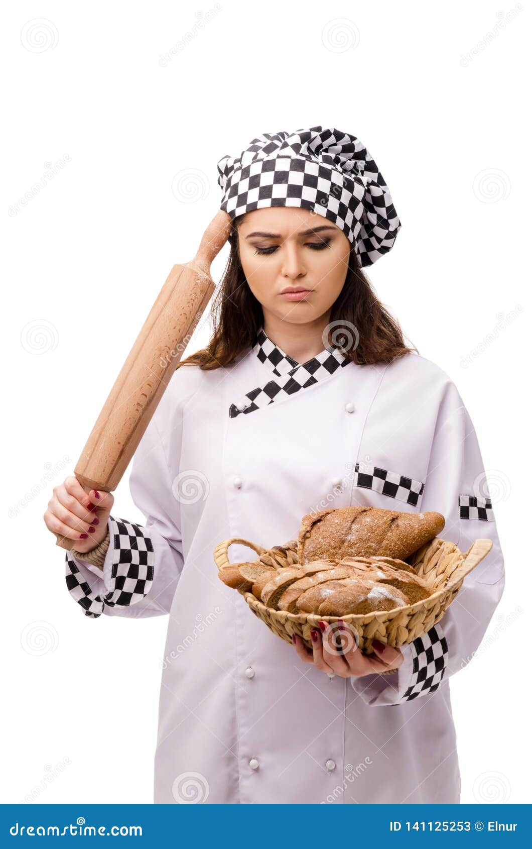 The Young Female Baker Isolated on White Stock Image - Image of bakery ...
