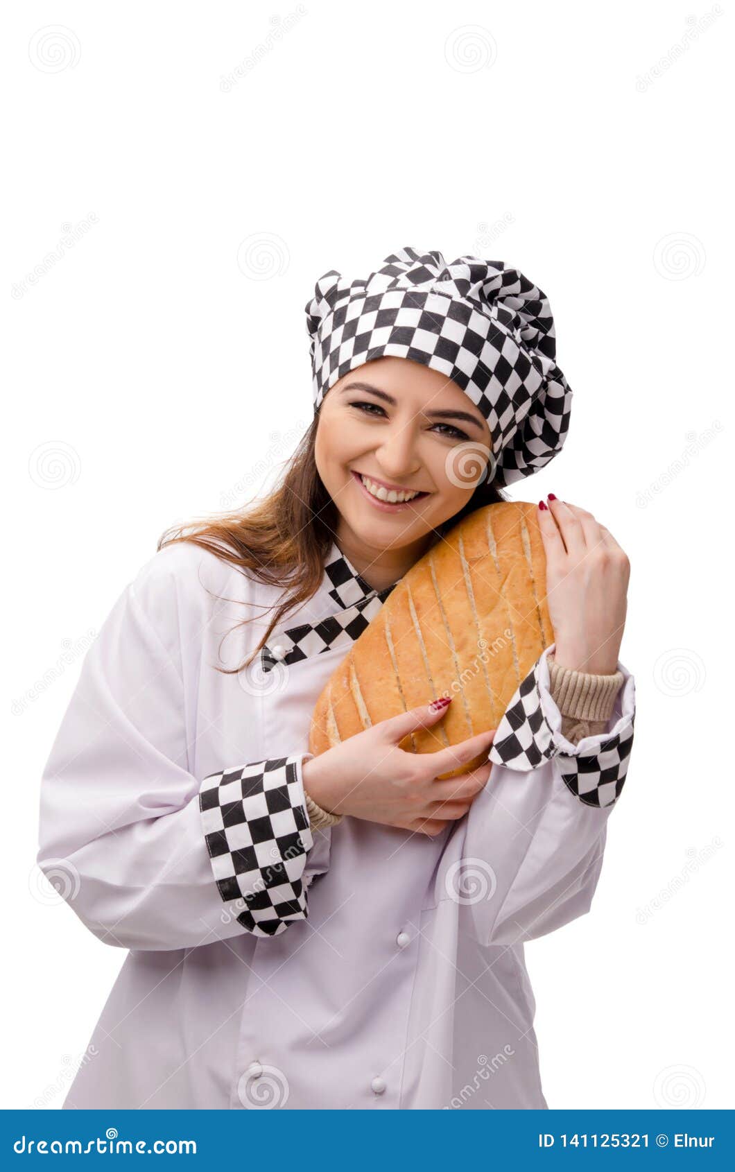The Young Female Baker Isolated on White Stock Image - Image of ...