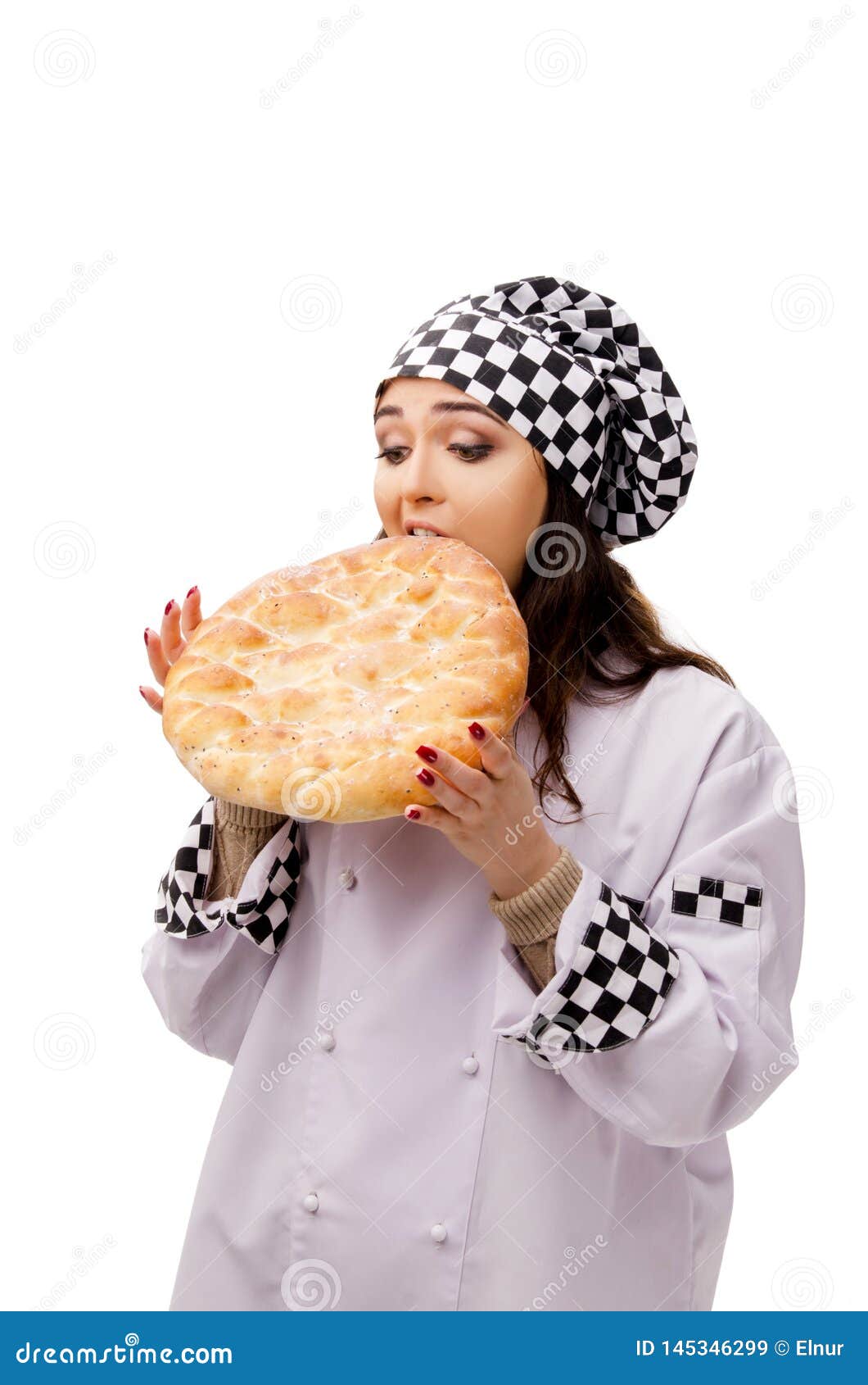 The Young Female Baker Isolated on White Stock Image - Image of bake ...