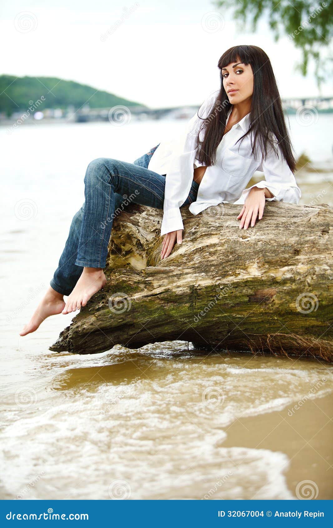 Young female on a beam stock photo. Image of outdoor - 32067004