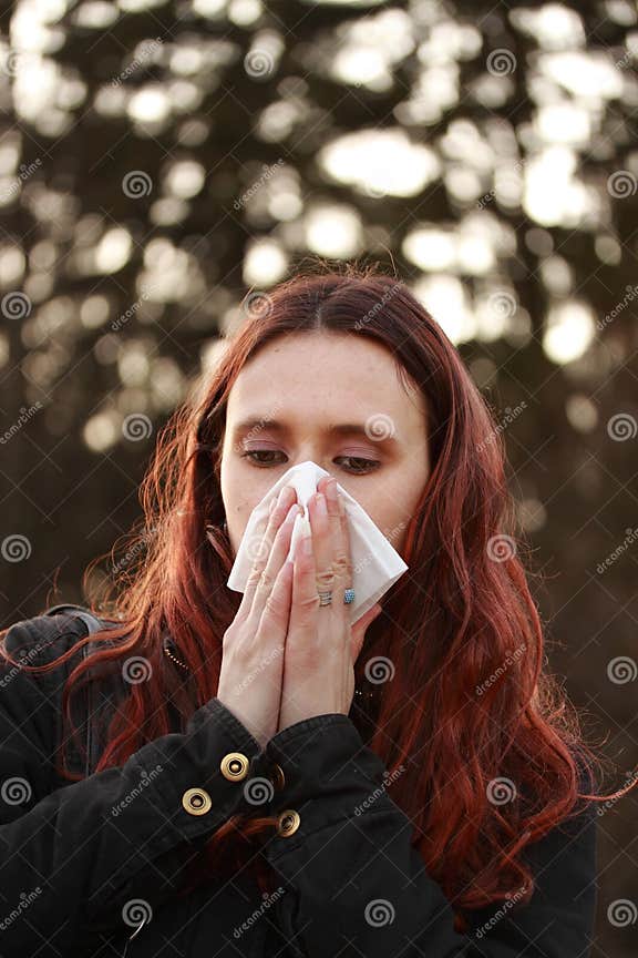 Young female blowing stock image. Image of girl, allergic - 14645939