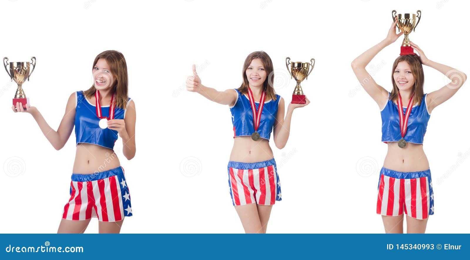 The Young Female Boxer with Cup Isolated on White Stock Image - Image ...