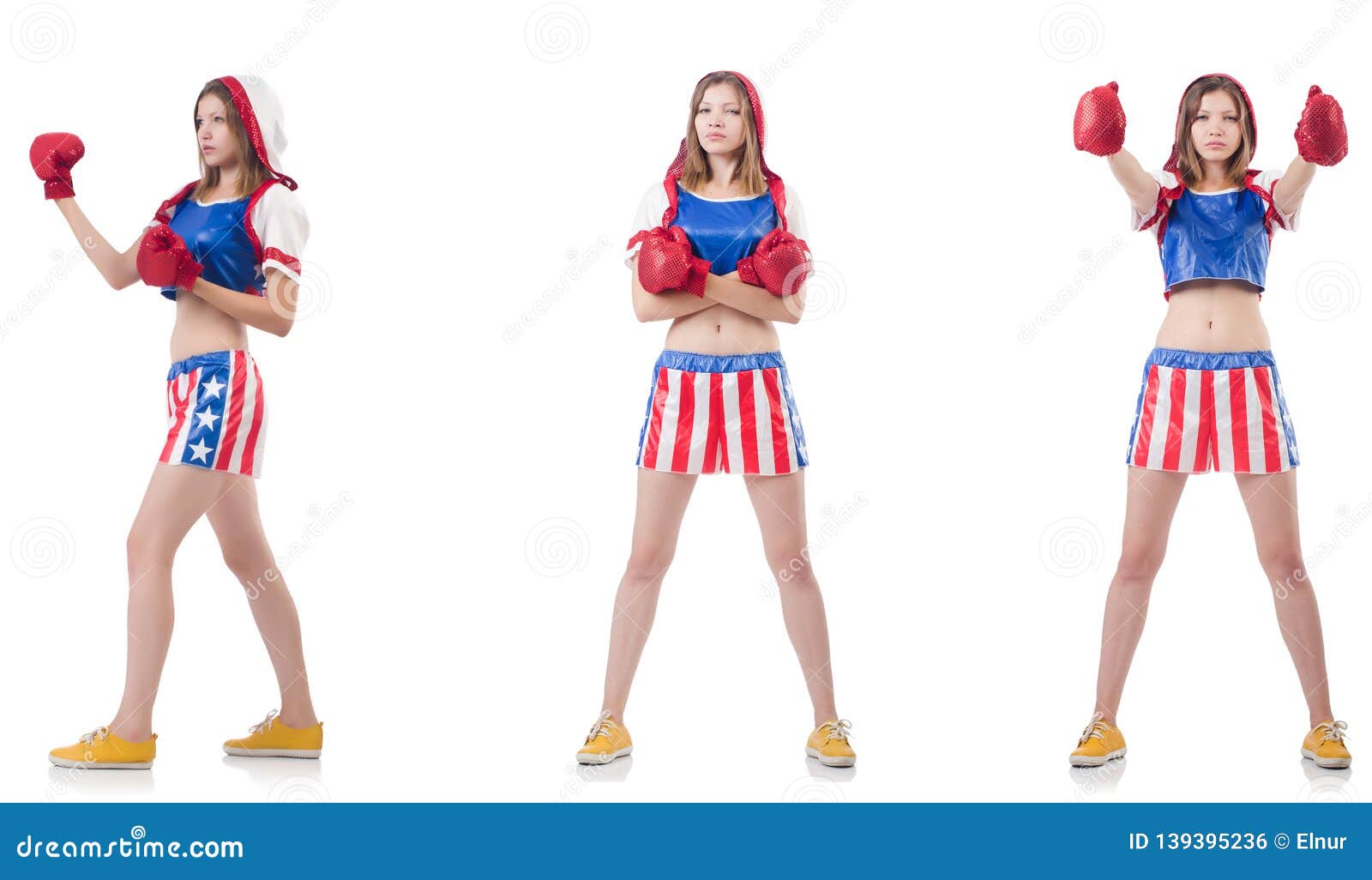 The Young Female Boxer Isolated on White Stock Photo - Image of ...