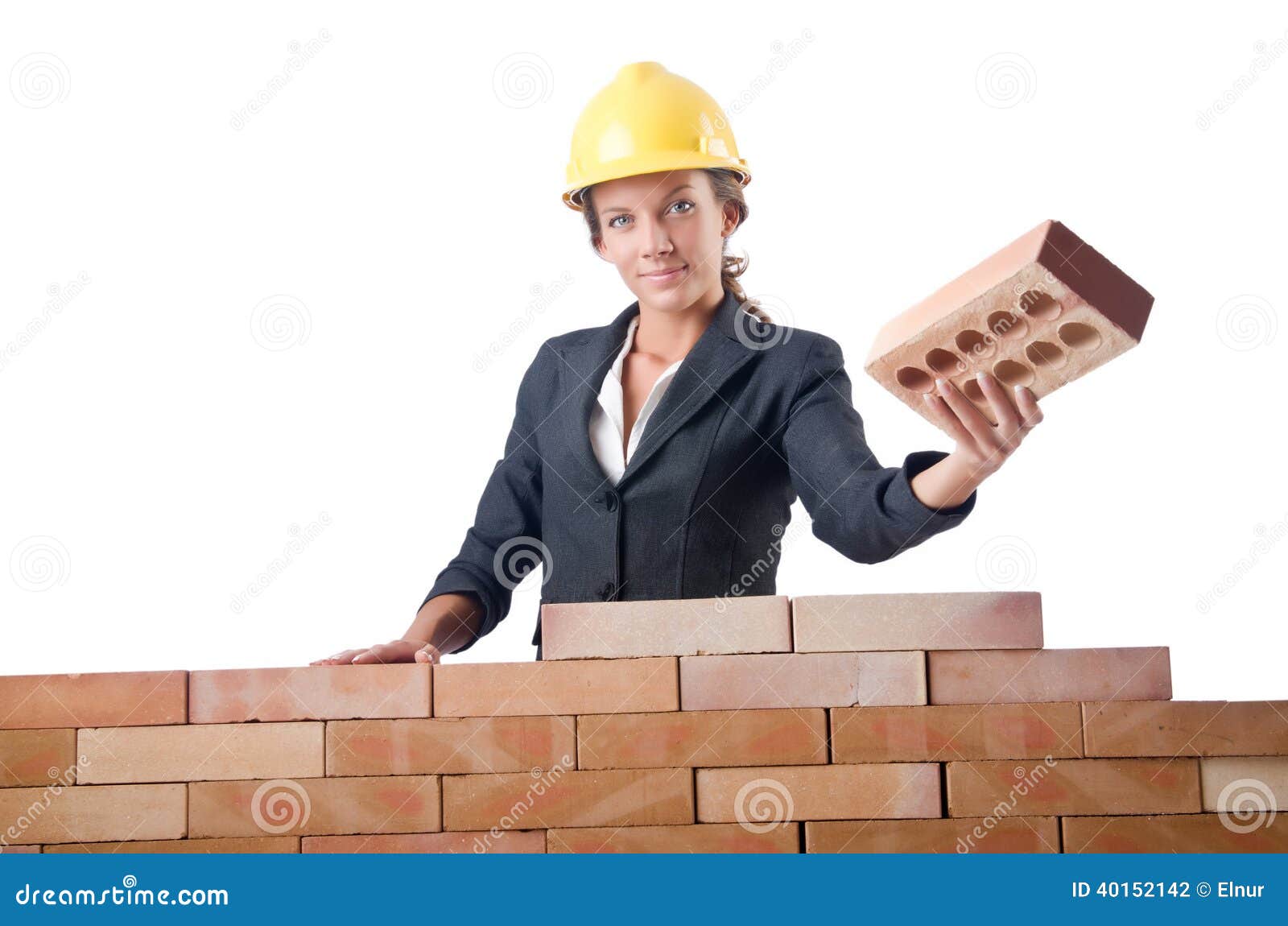Young female builder stock photo. Image of cement, isolated - 40152142