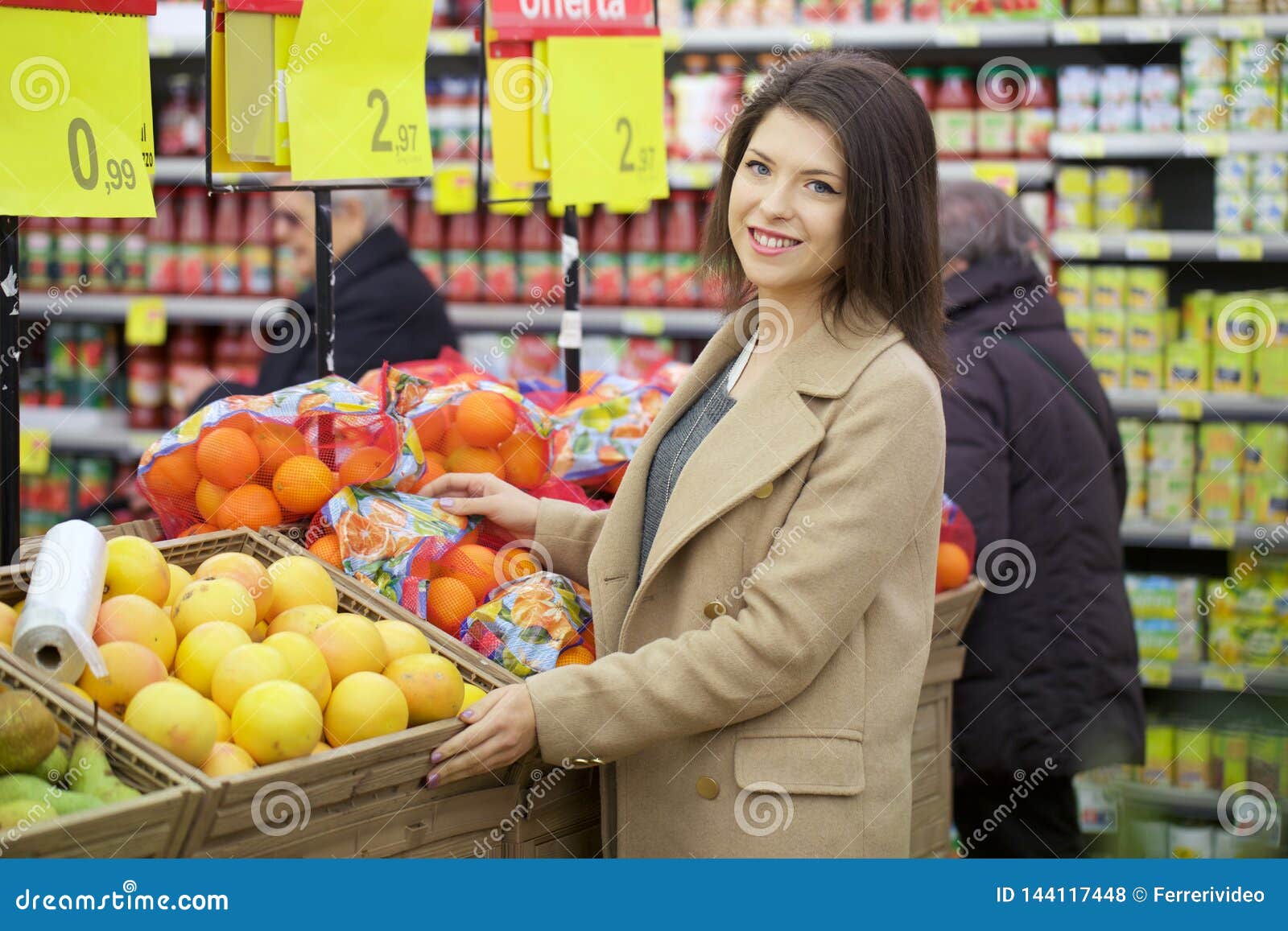 Young Female Buy Fruits and Vegetables at Supermarket Stock Photo ... Young Female Buy Fruits and Vegetables at Supermarket Stock Photo ...