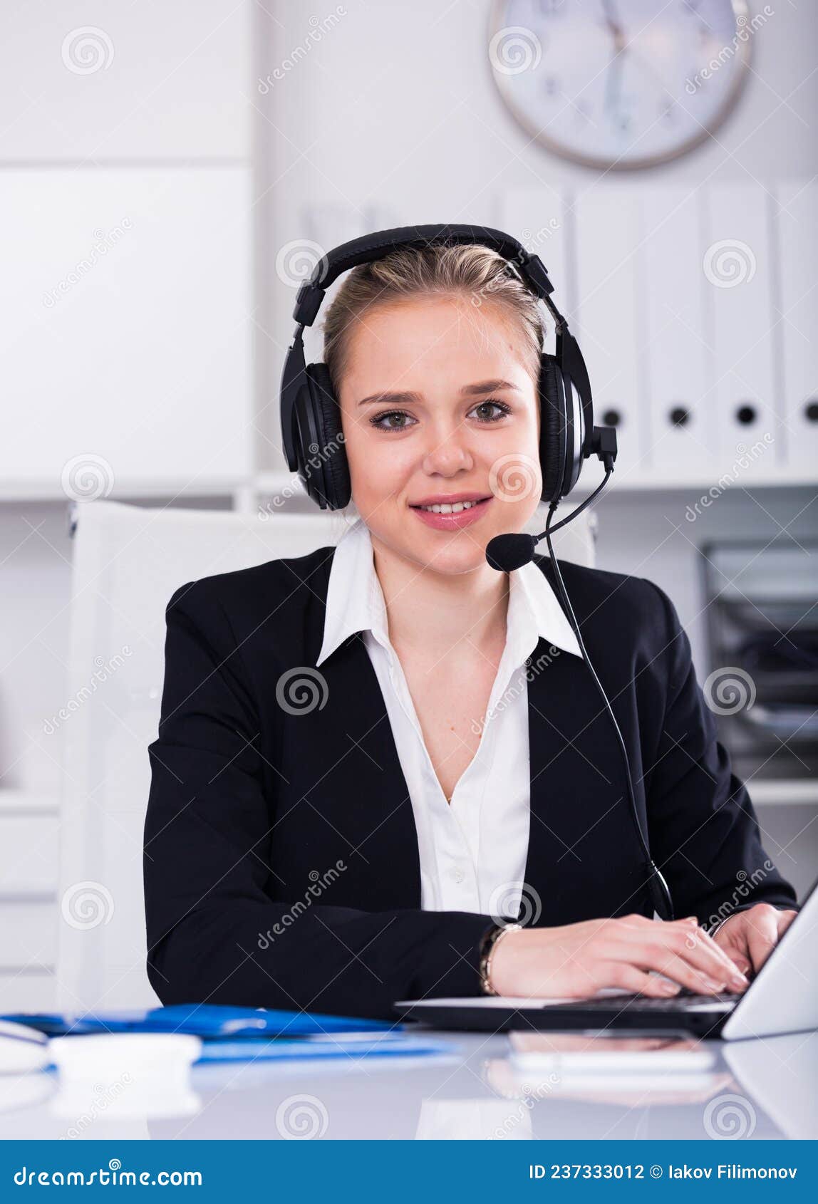Female Call Center Operator Working Stock Photo - Image of activity ...