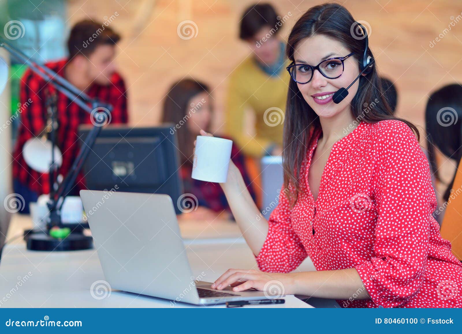 Young Female in Call Center Team Stock Photo - Image of businesswoman ...