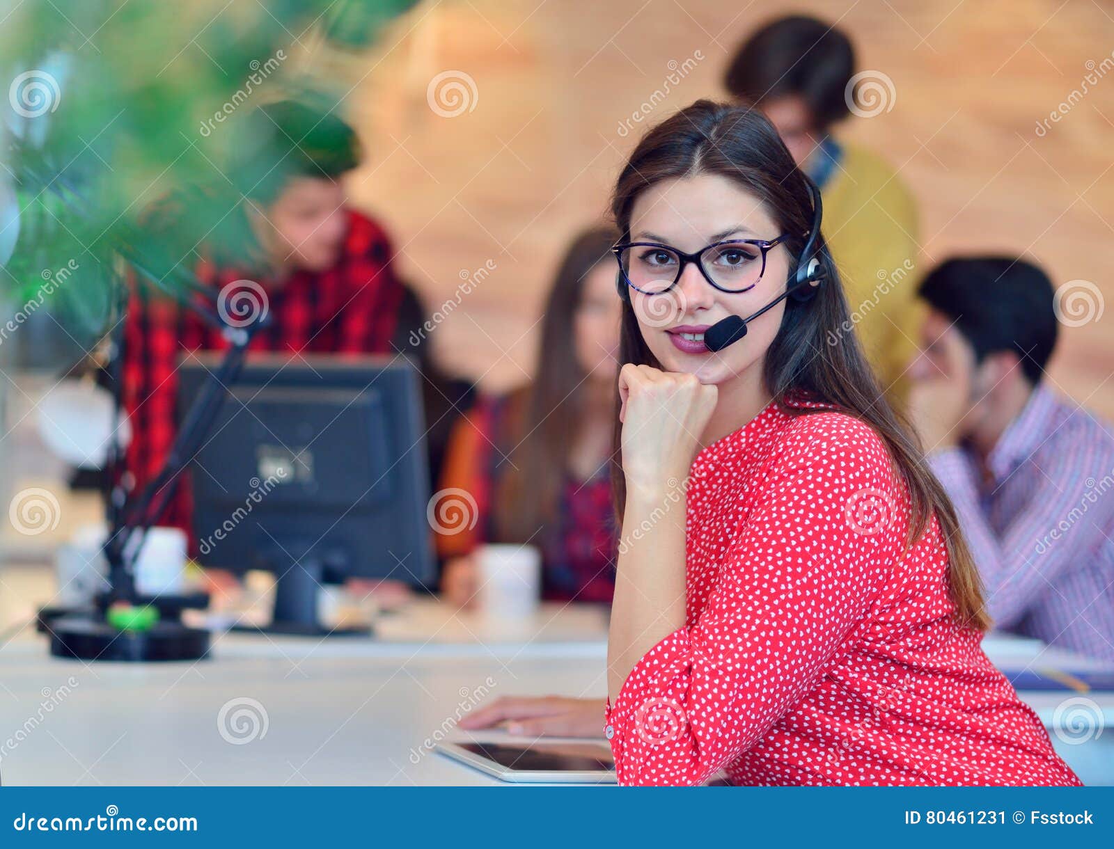 Young Female in Call Center Team Stock Image - Image of businesswomen ...