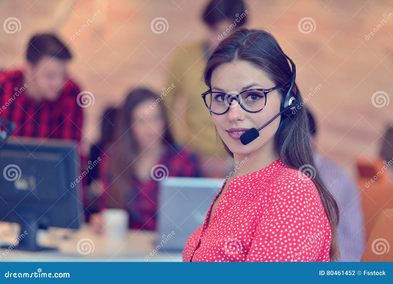 Young Female in Call Center Team Stock Photo - Image of people ...