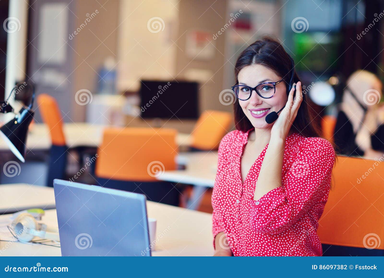 Young Female in Call Center Team Stock Photo - Image of caucasian ...