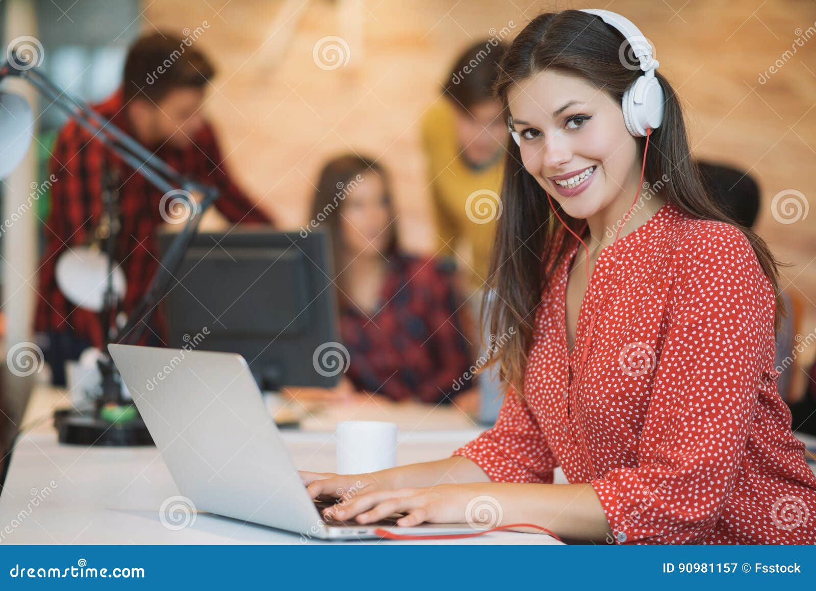 Young Female in Call Center Team Stock Image - Image of adult ...