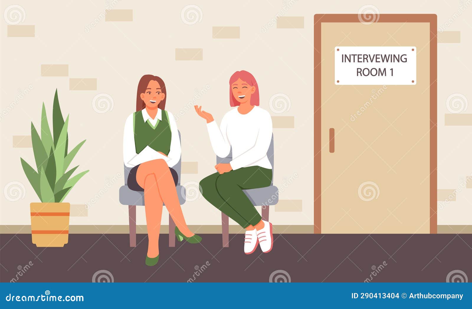 Candidates Waiting For Interview, Business People Discussing Project ...