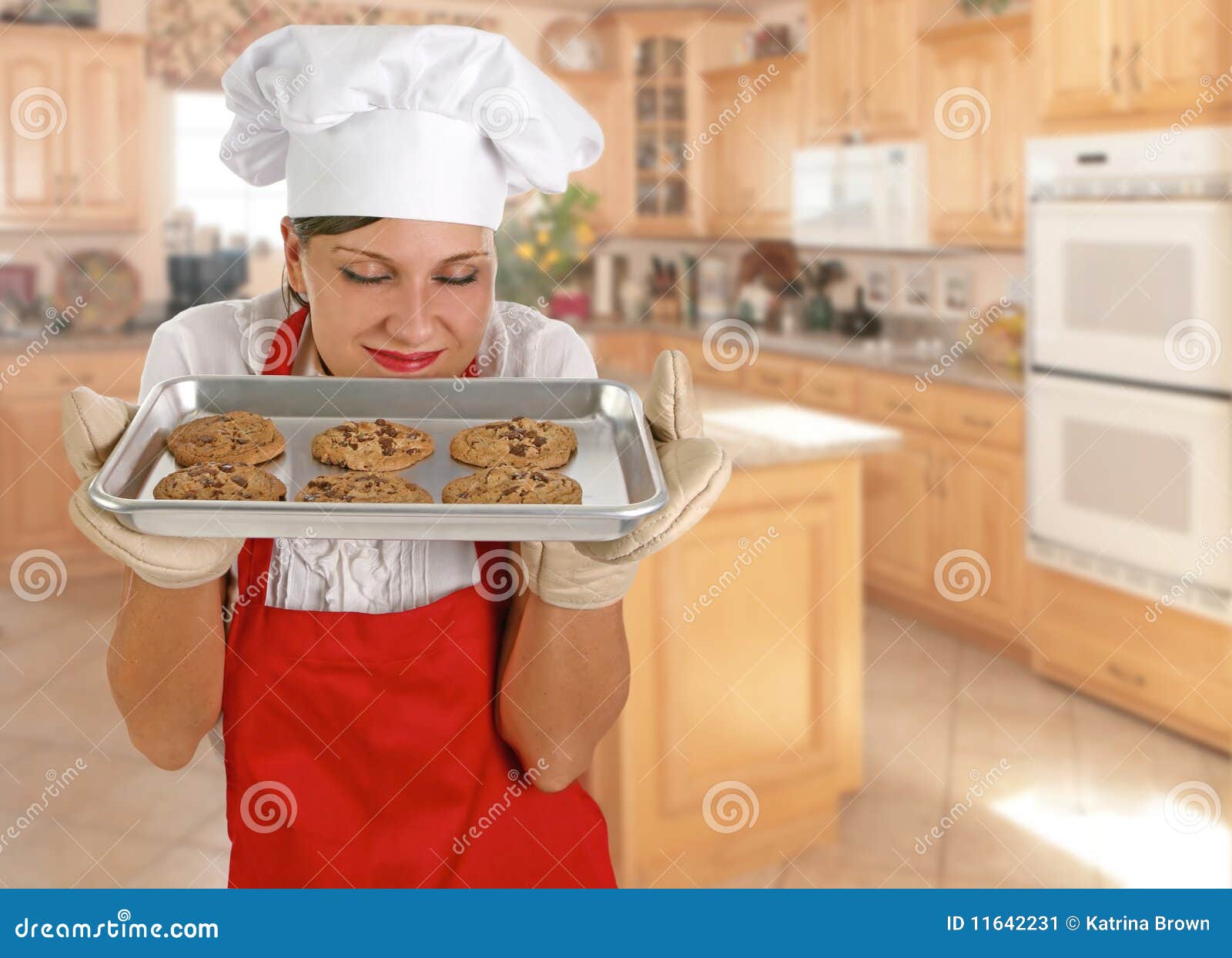 Young Female Chef with Cookies Stock Image - Image of goods, adult ...
