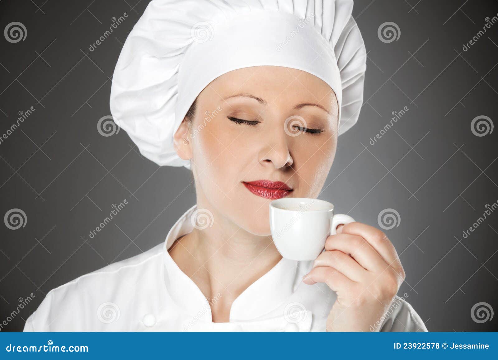Young Female Chef Drinking Coffee Stock Photo - Image of executive ...