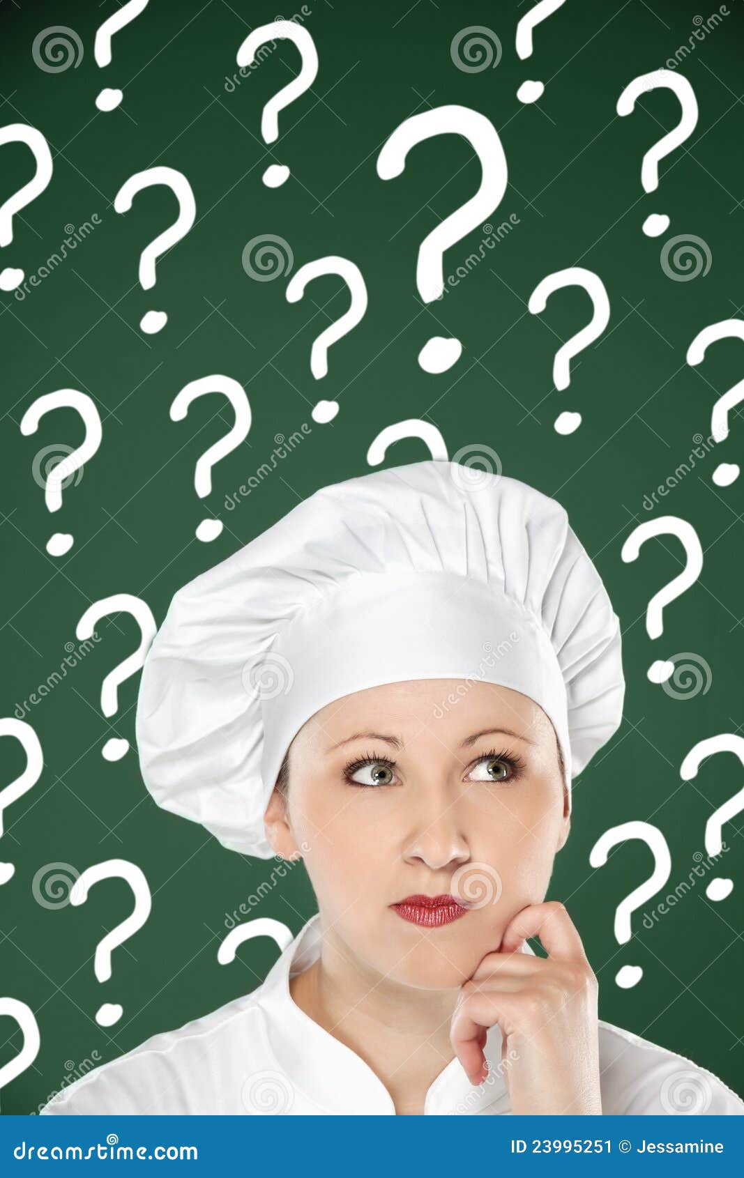 Young female chef thinking stock image. Image of people - 23995251