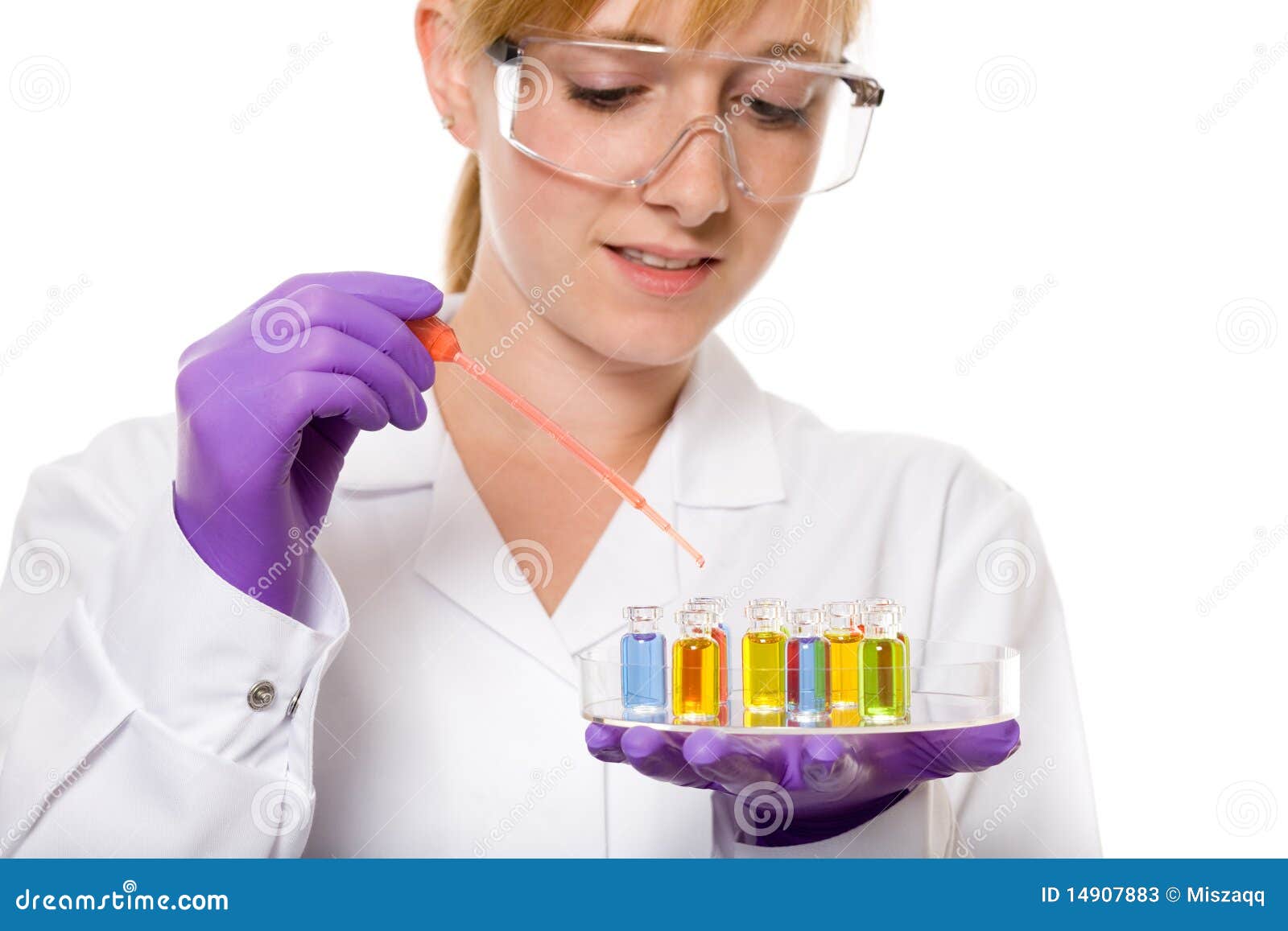 Young Female Chemist Doing Some Research, Isolated Stock Image - Image ...