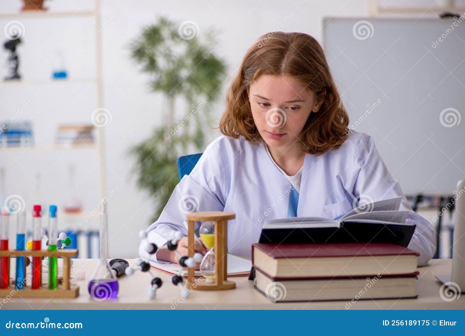 Young Female Chemist Student Working at the Lab Stock Image - Image of ...