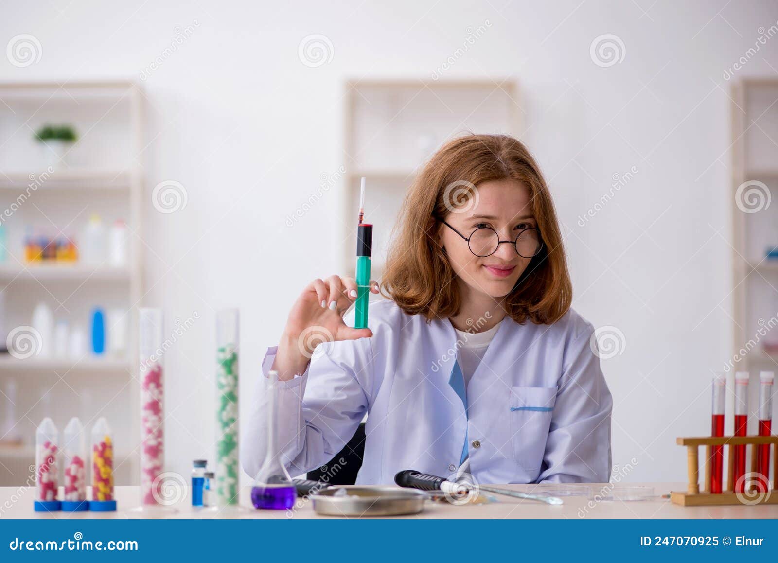 Young Female Chemist Working at the Lab Stock Image - Image of ...