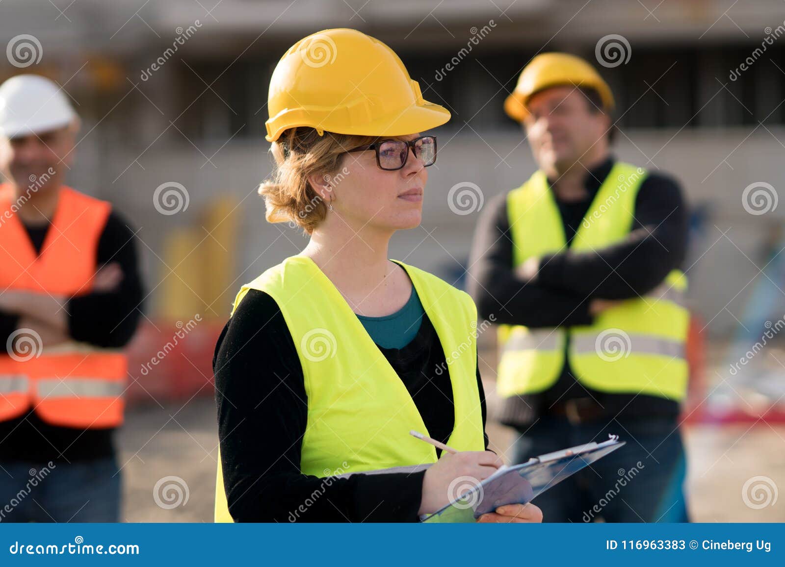 Female Civil Engineer at Work on Construction Site Stock Image - Image ...