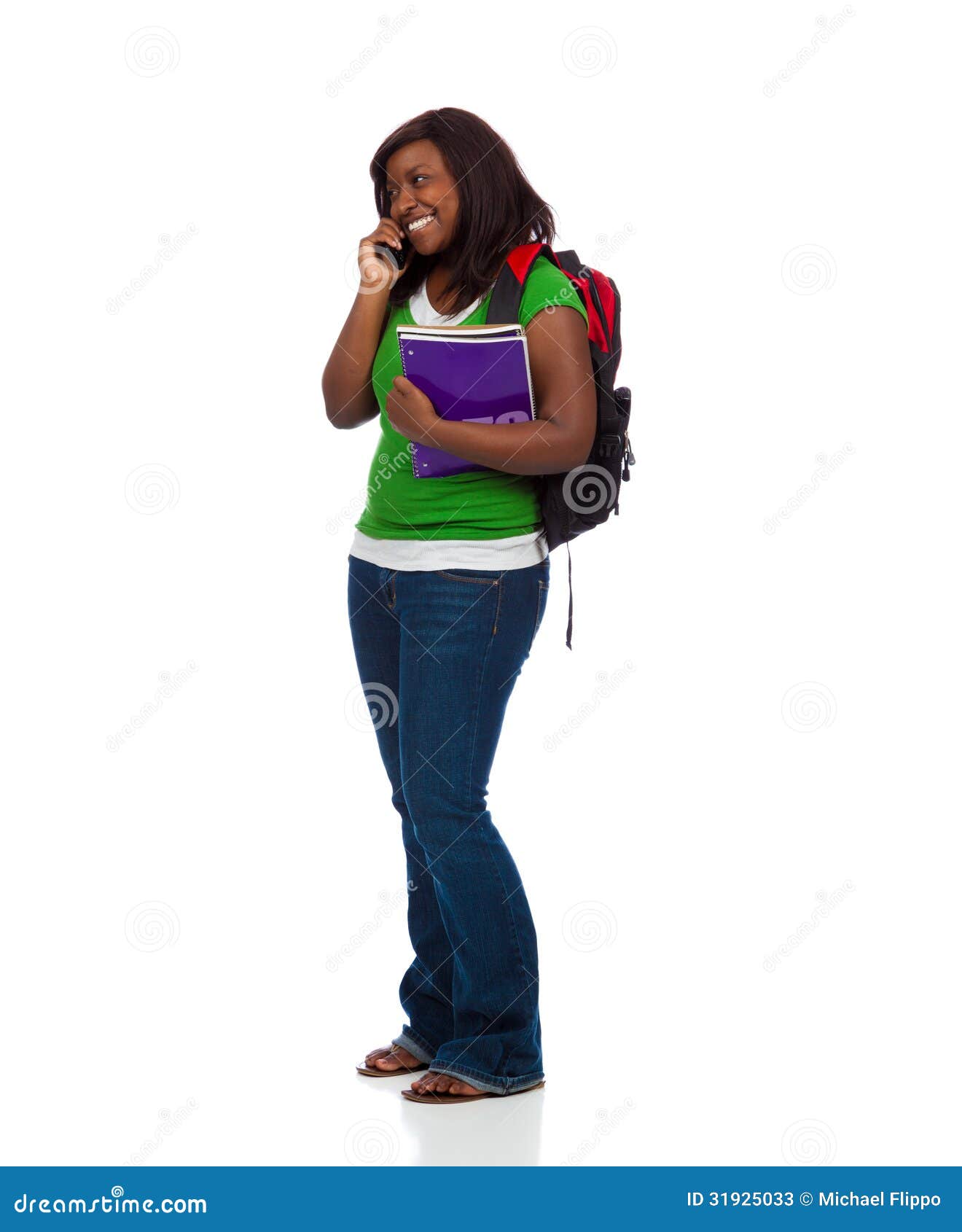 Young Female College Student Talking on Phone Stock Image - Image of ...
