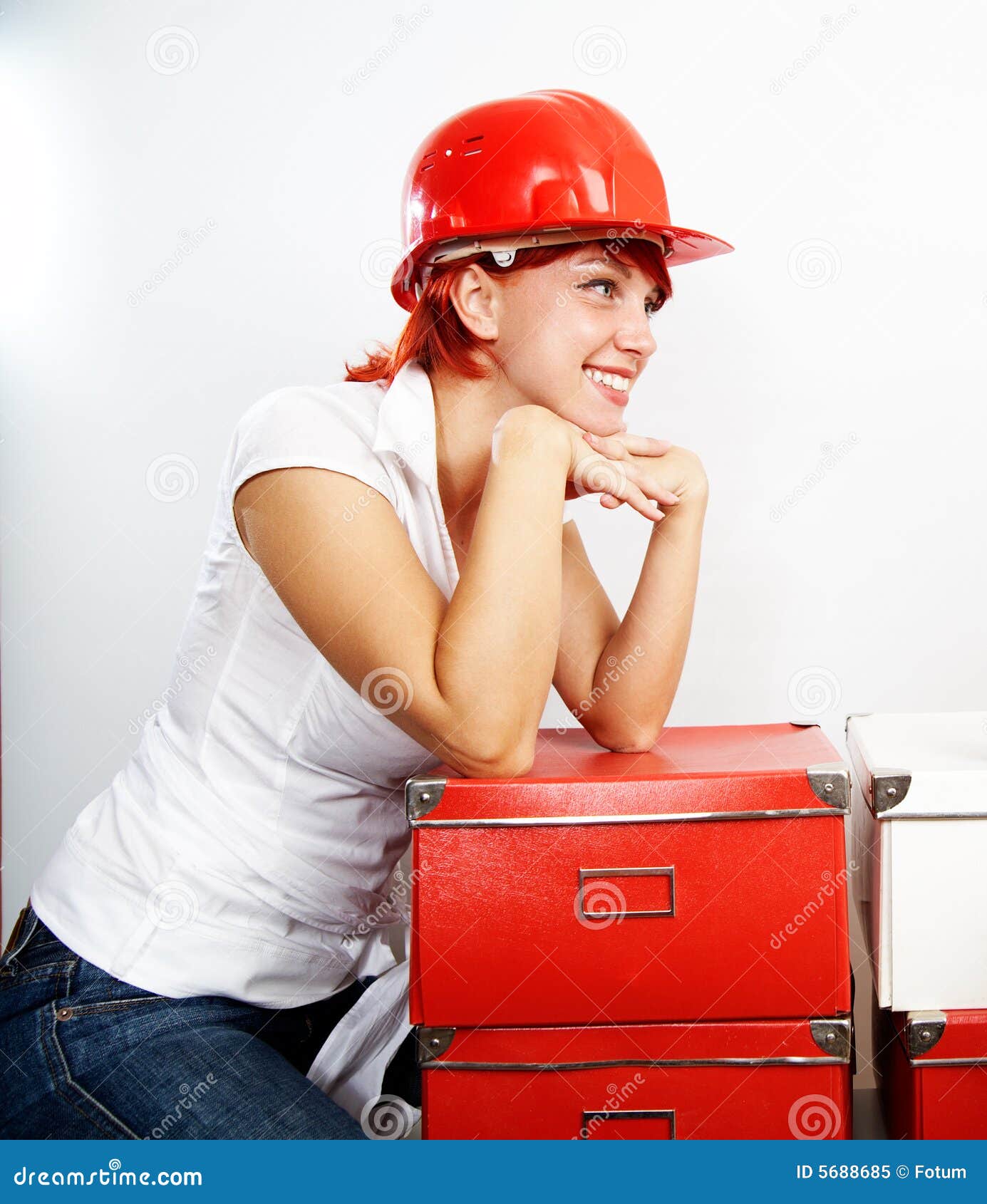 Young female constructor stock image. Image of emotional - 5688685