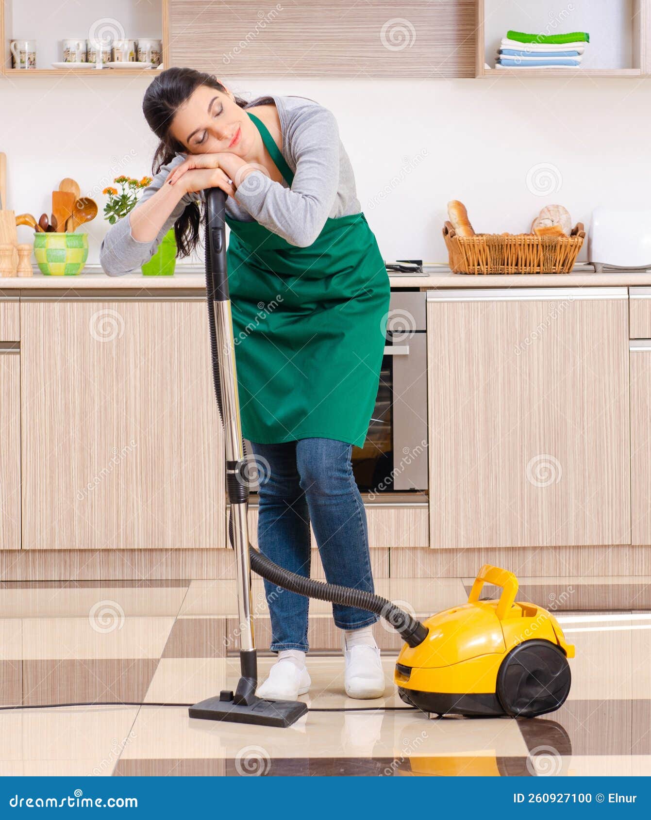Young Female Contractor Doing Housework Stock Photo - Image of ...