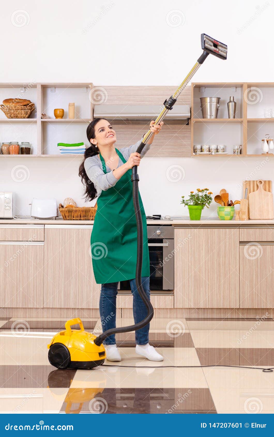 The Young Female Contractor Doing Housework Stock Image - Image of ...