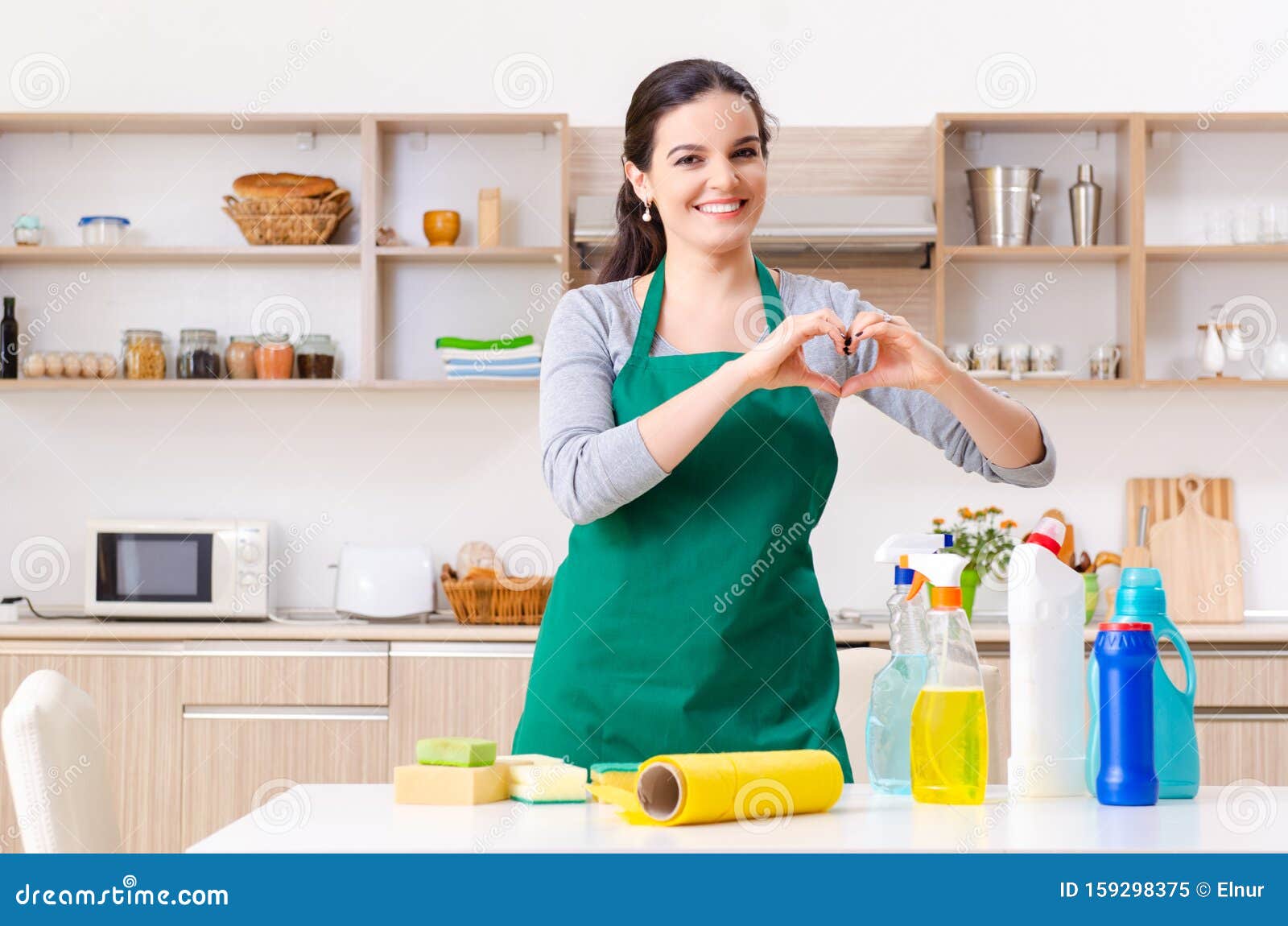 Young Female Contractor Doing Housework Stock Image - Image of ...