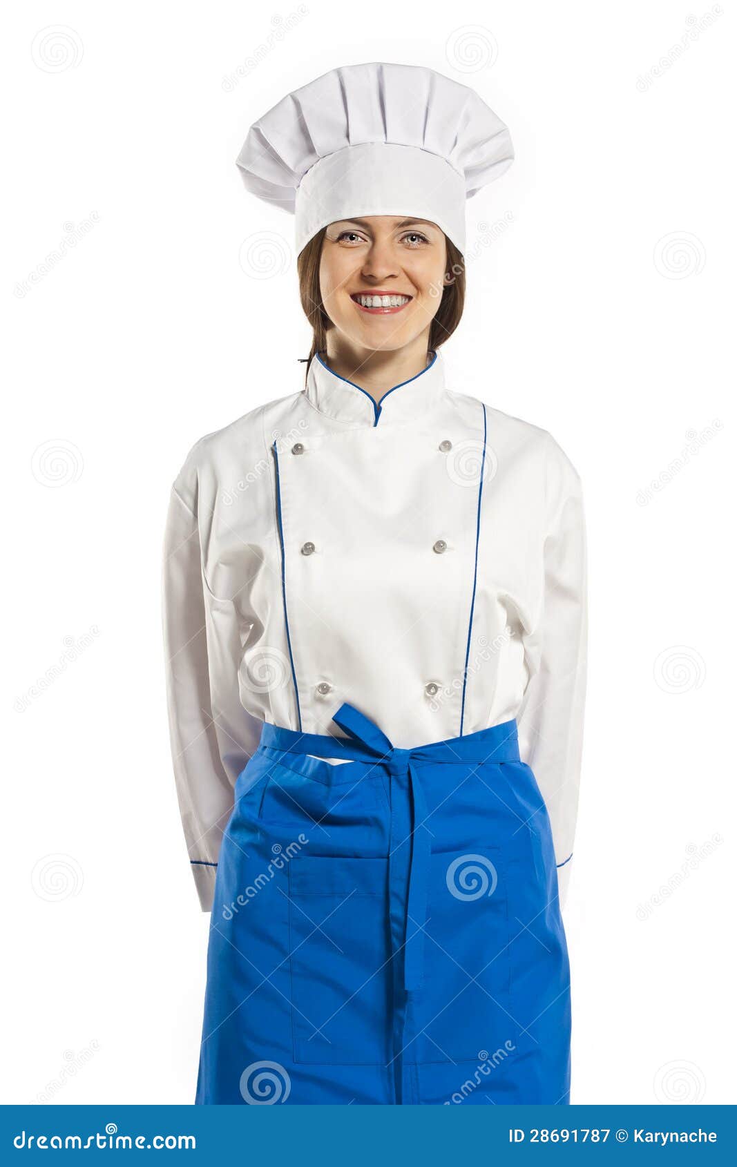 Young Female Cook Looking at Camera and Smiling. Isolated on White ...