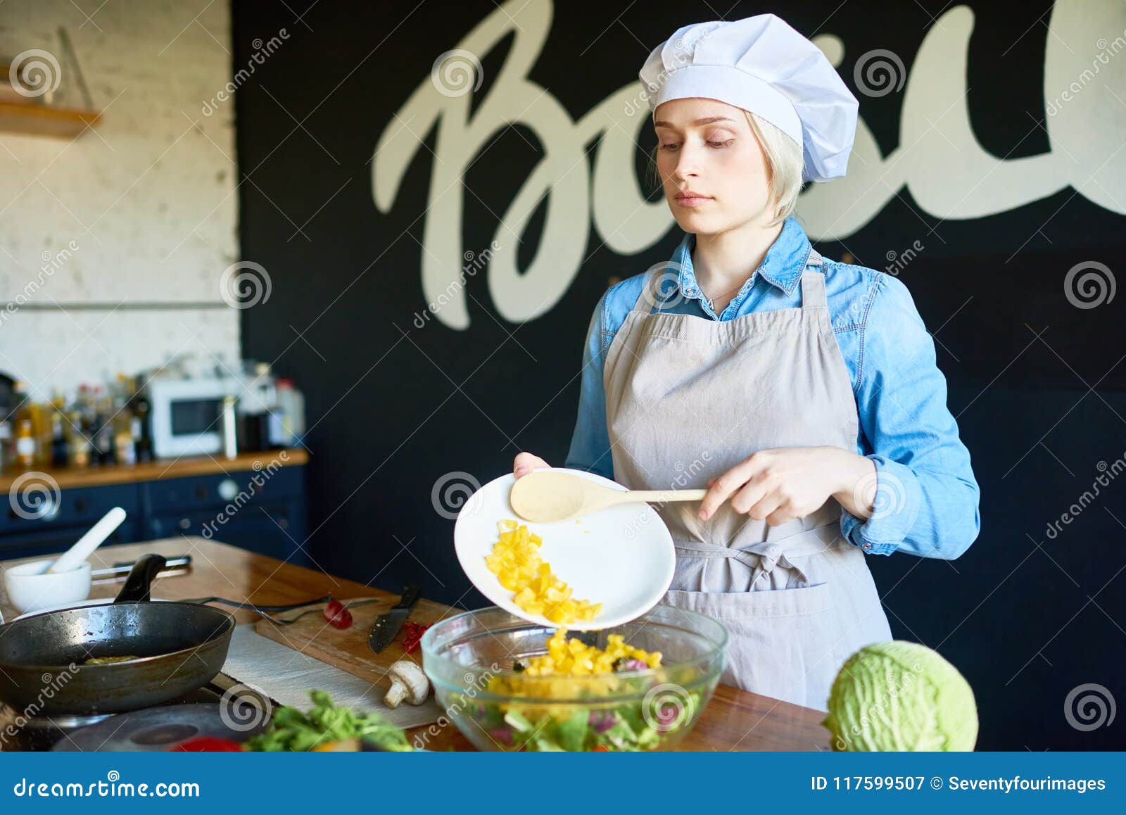 Cook at work stock image. Image of culinary, bowl, concentration ...