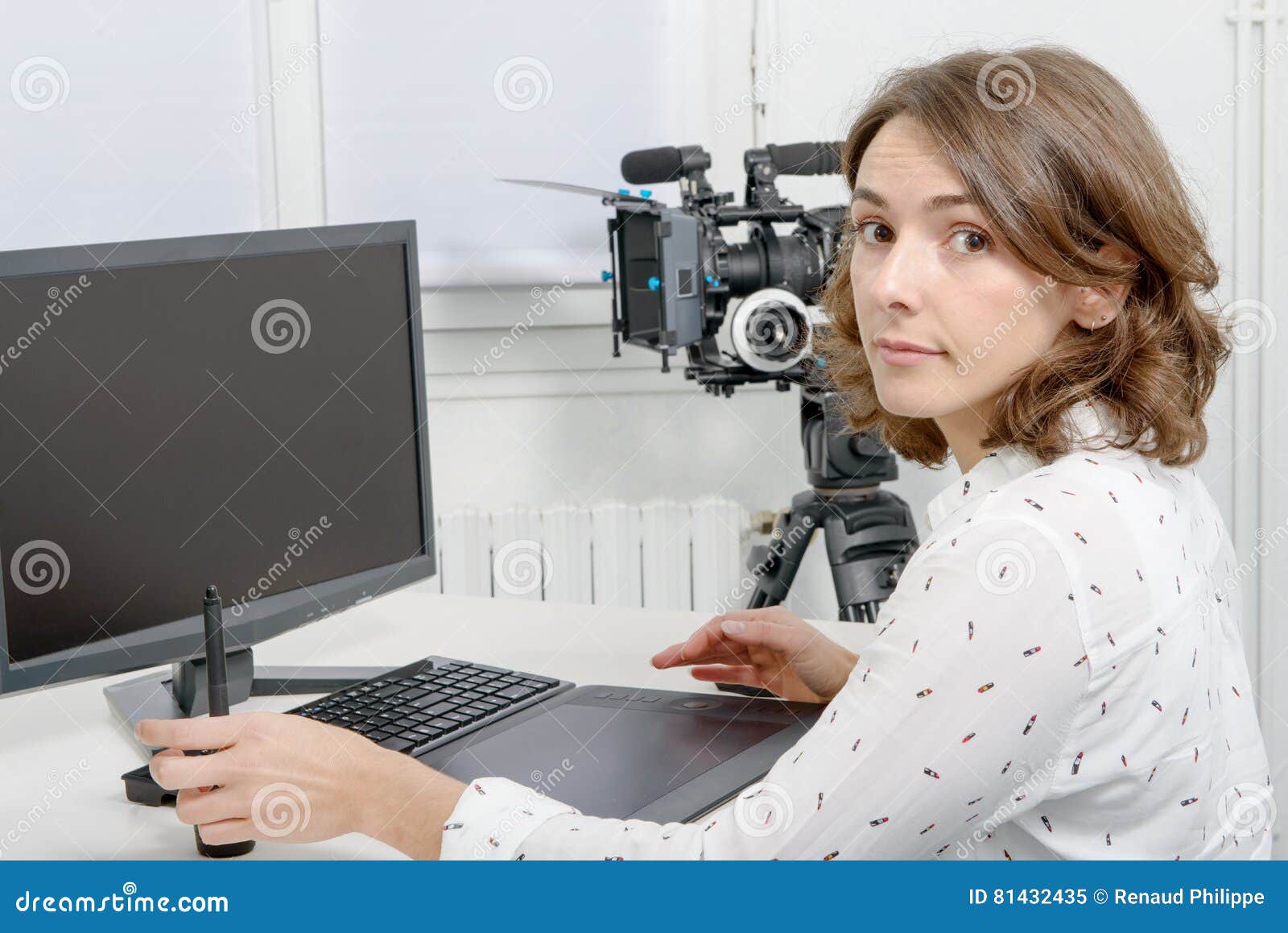 Young Female Designer Using Graphics Tablet Stock Image - Image of ...