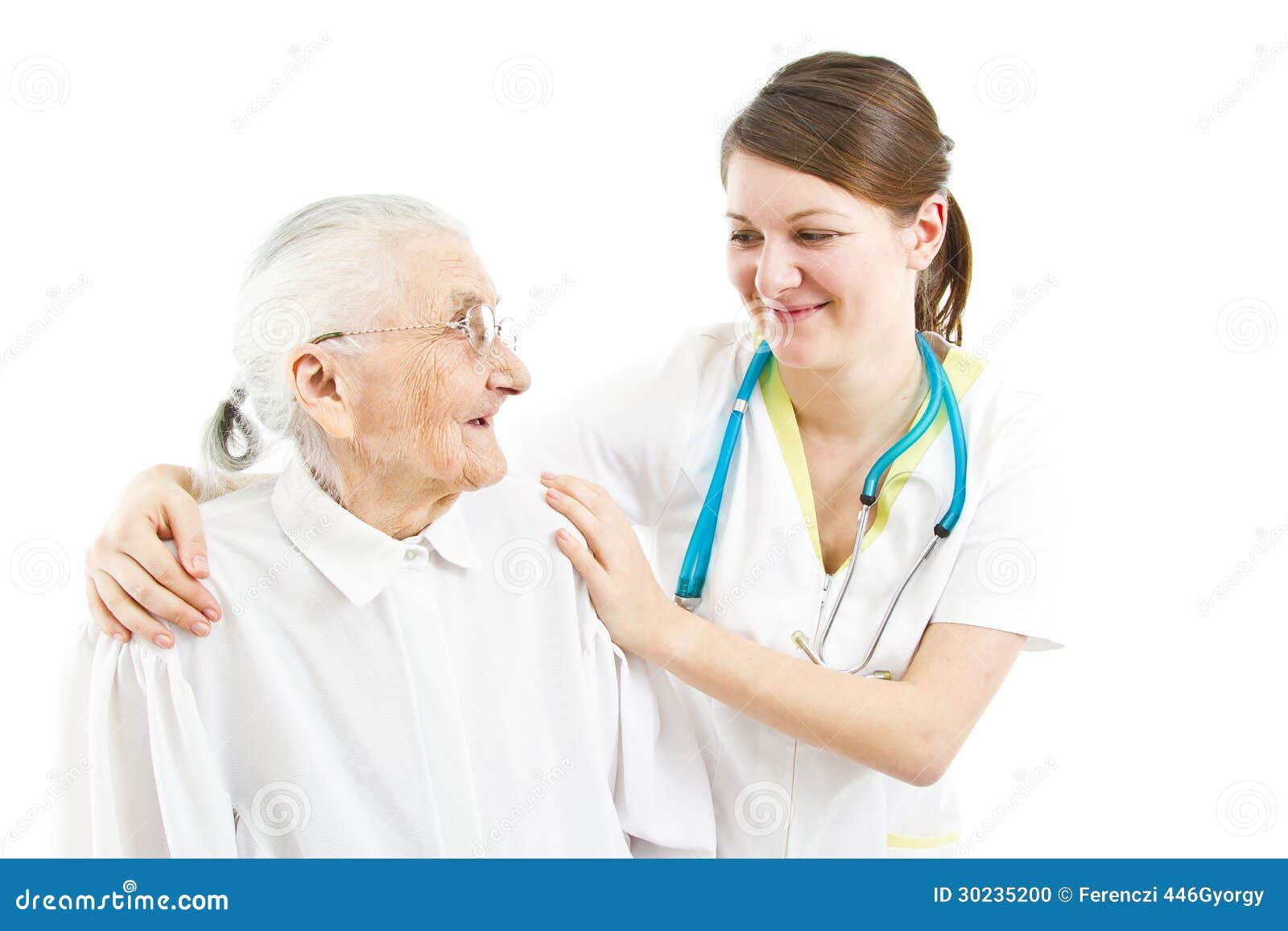 Doctor Taking Care of an Old Lady Stock Photo - Image of charity, home ...