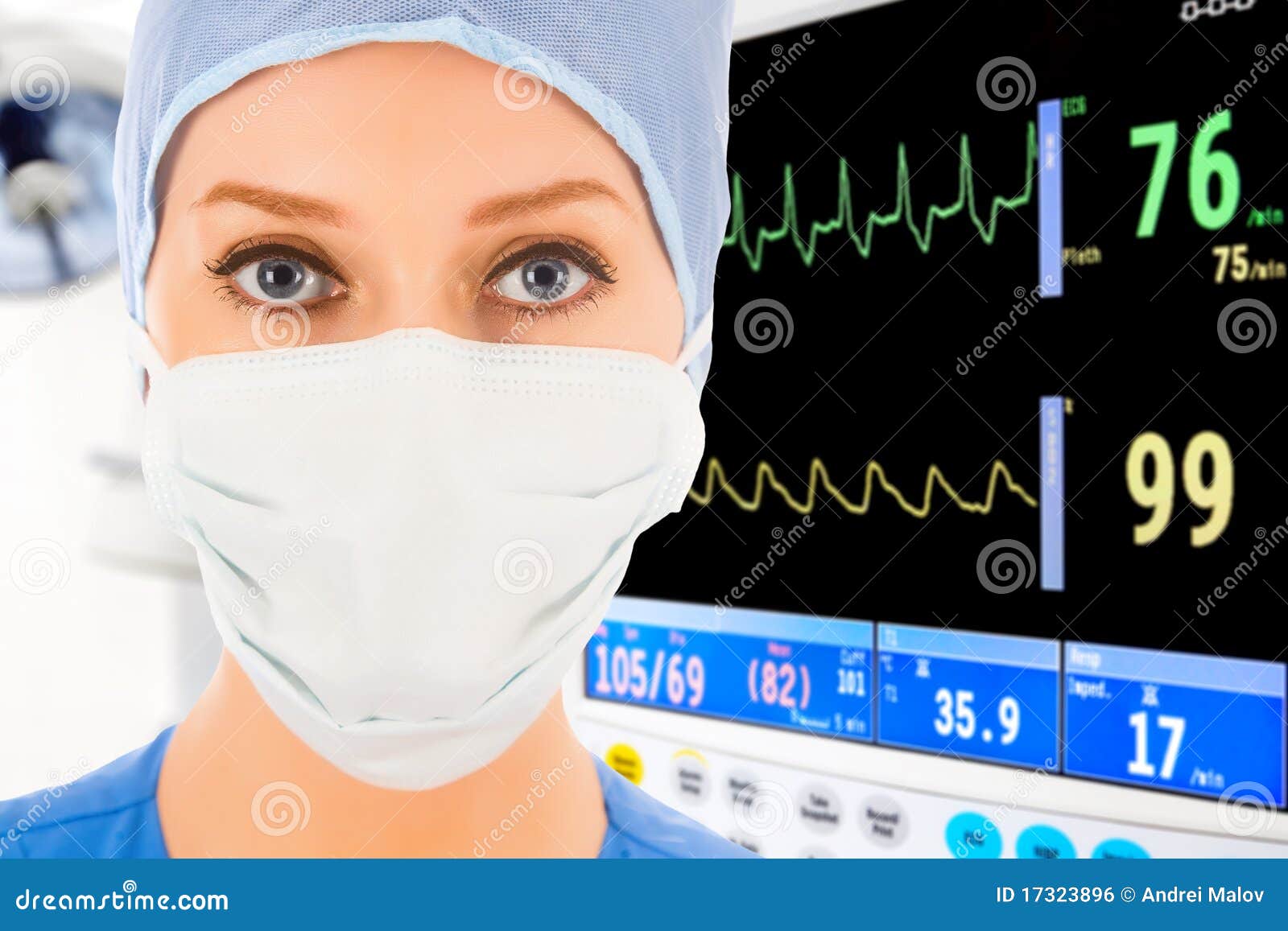 Young female doctor in ICU stock photo. Image of healthcare - 17323896