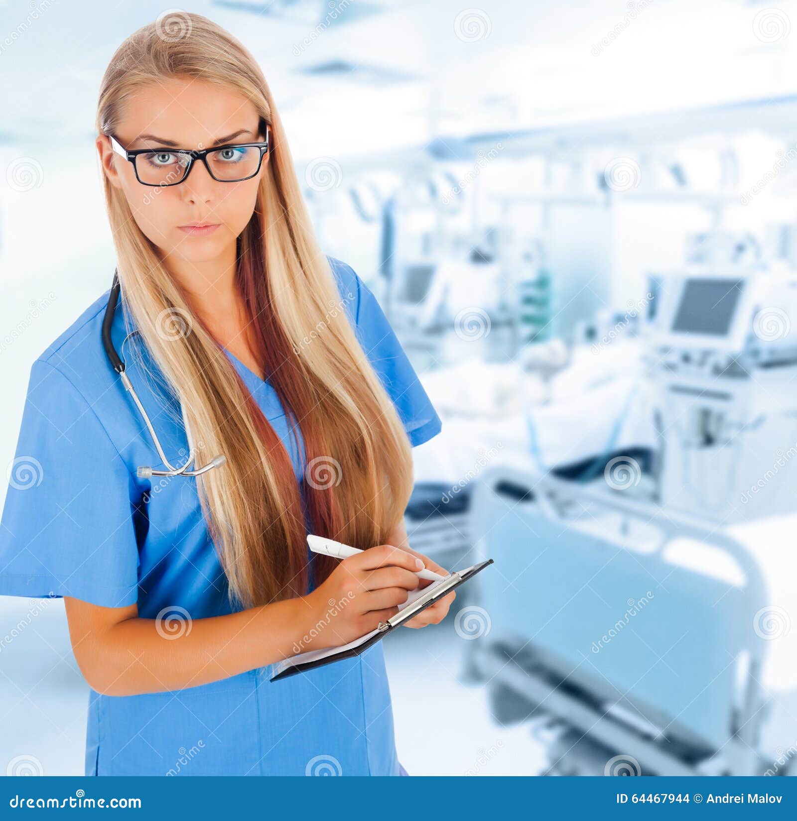 Young Female Doctor in ICU. Stock Photo - Image of uniform, person ...