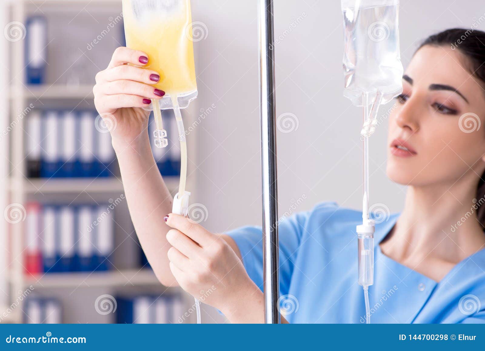 The Young Female Doctor in Infusion Concept Stock Photo - Image of ...