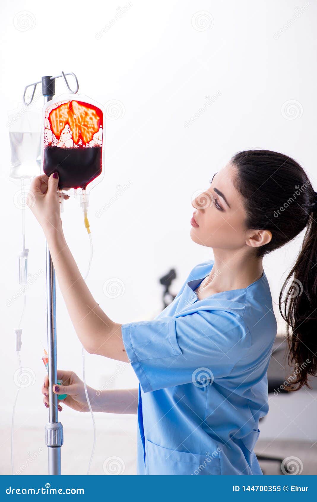 The Young Female Doctor in Infusion Concept Stock Image - Image of ...