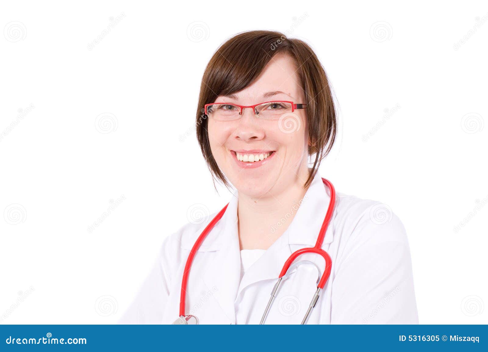 Young Female Doctor Isolated on White Stock Image - Image of portrait ...