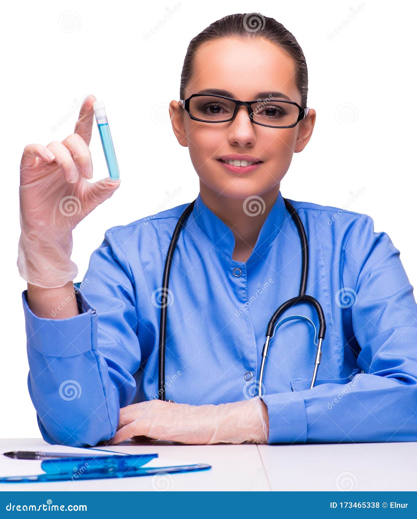 Young Female Doctor in Lab Isolated on White Stock Photo - Image of ...