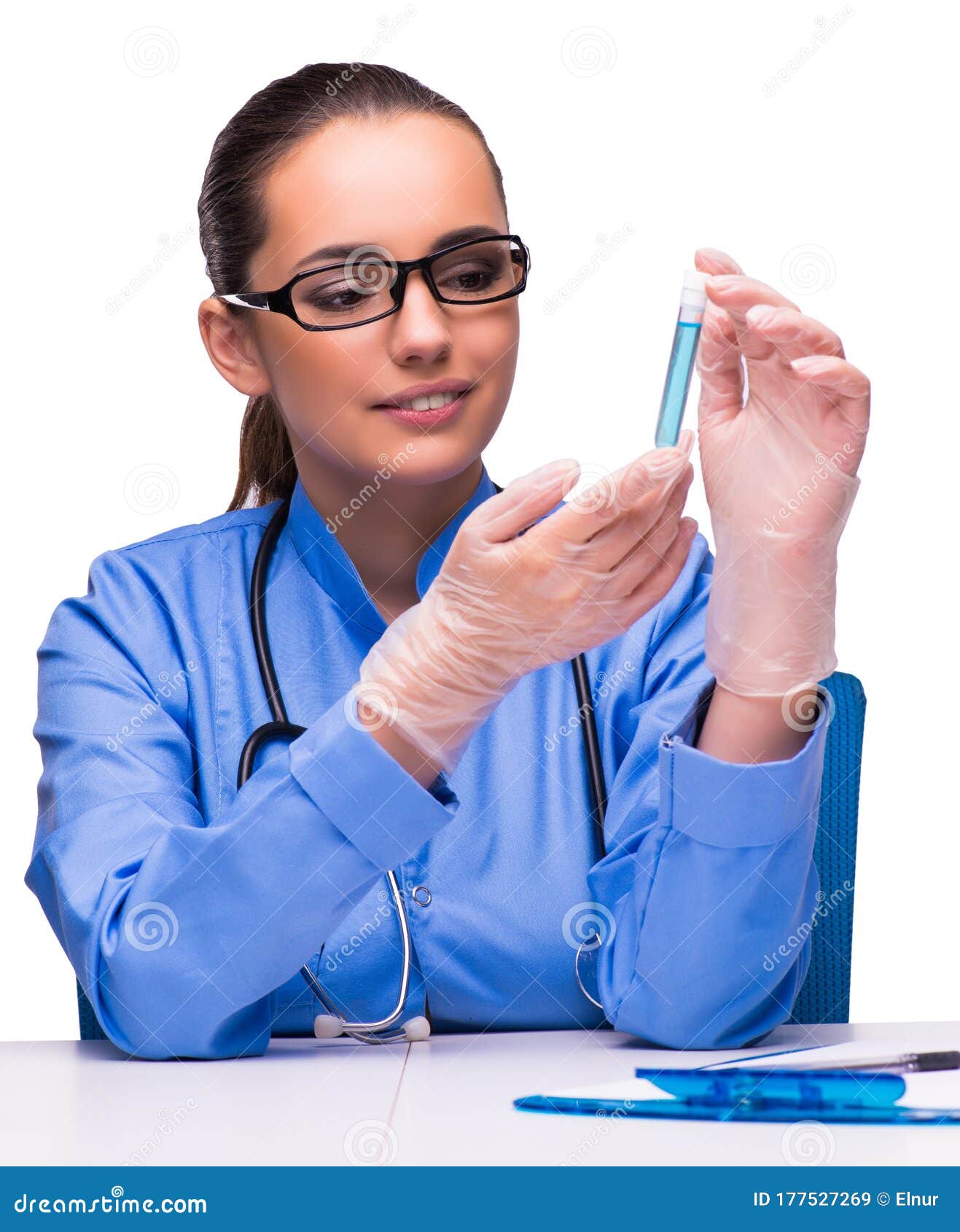 Young Female Doctor in Lab Isolated on White Stock Image - Image of ...