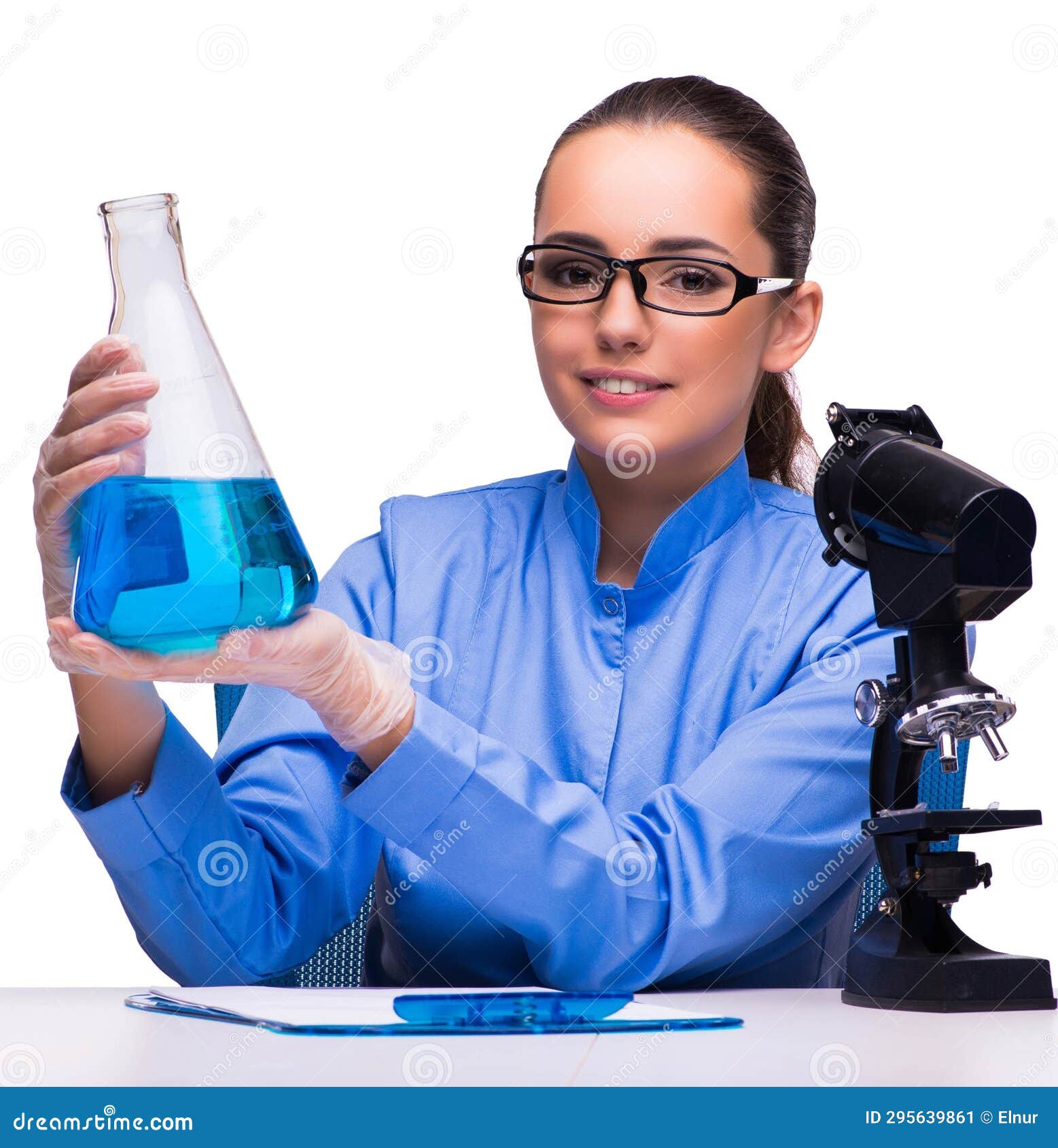 Young Female Doctor in Lab on White Stock Image - Image of healthcare ...