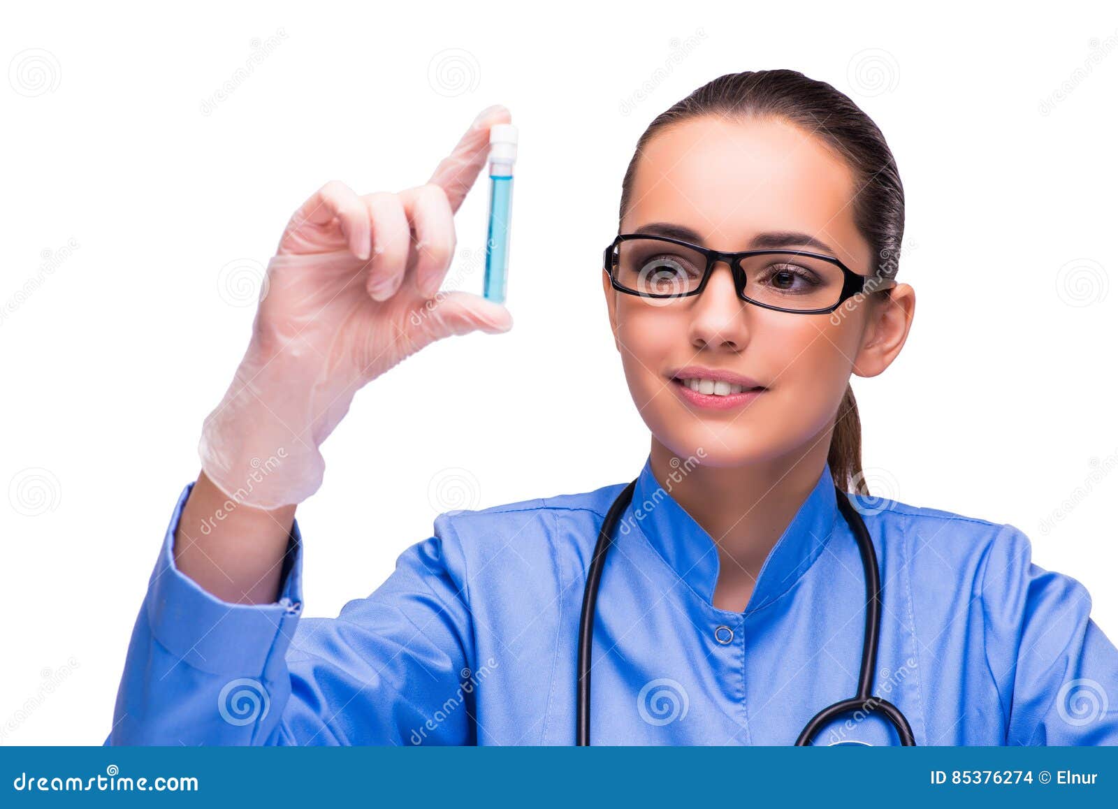 The Young Female Doctor in Lab Isolated on White Stock Photo - Image of ...