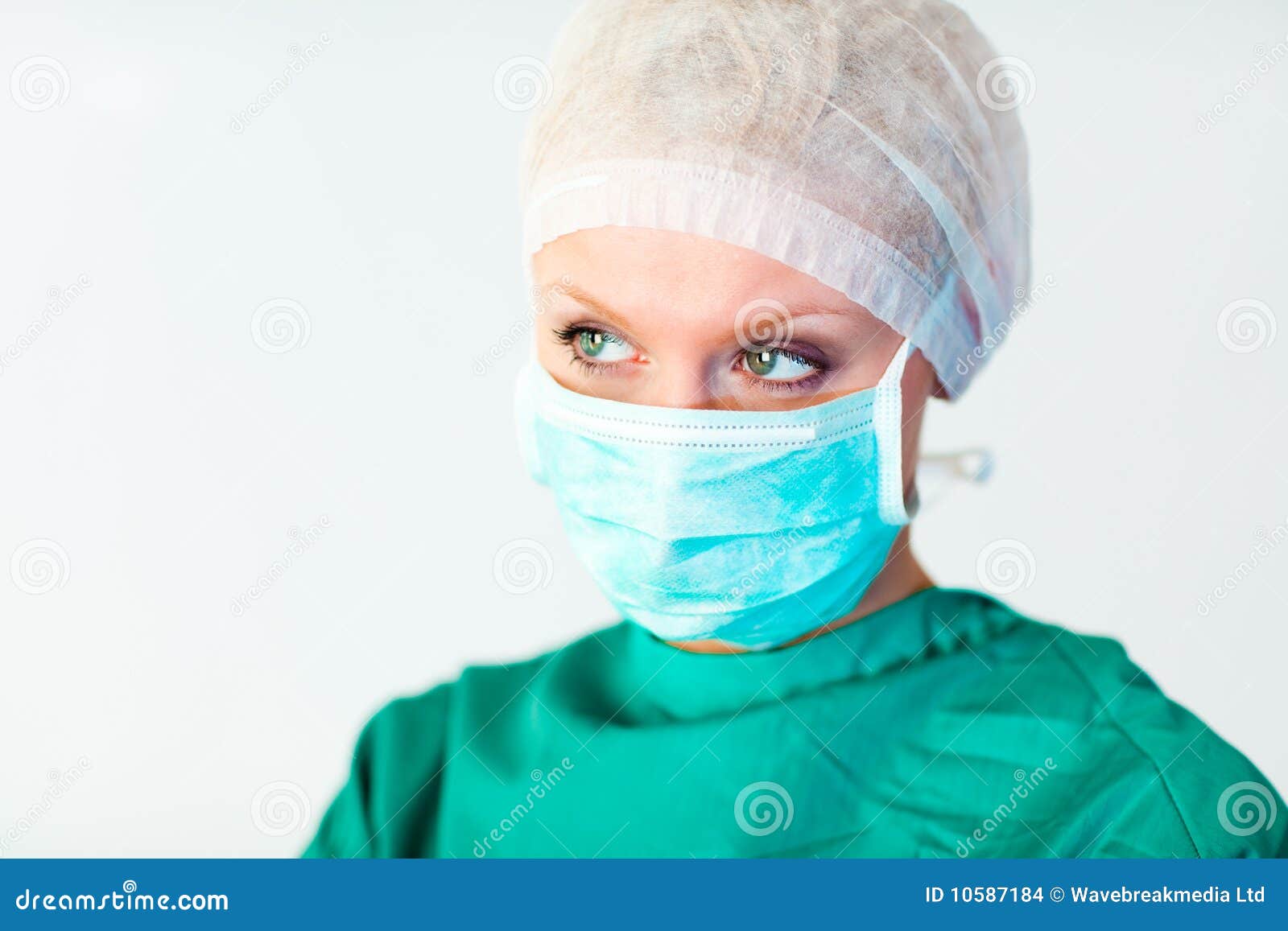Young Female Doctor with Mask and Cap Stock Photo - Image of beautiful ...