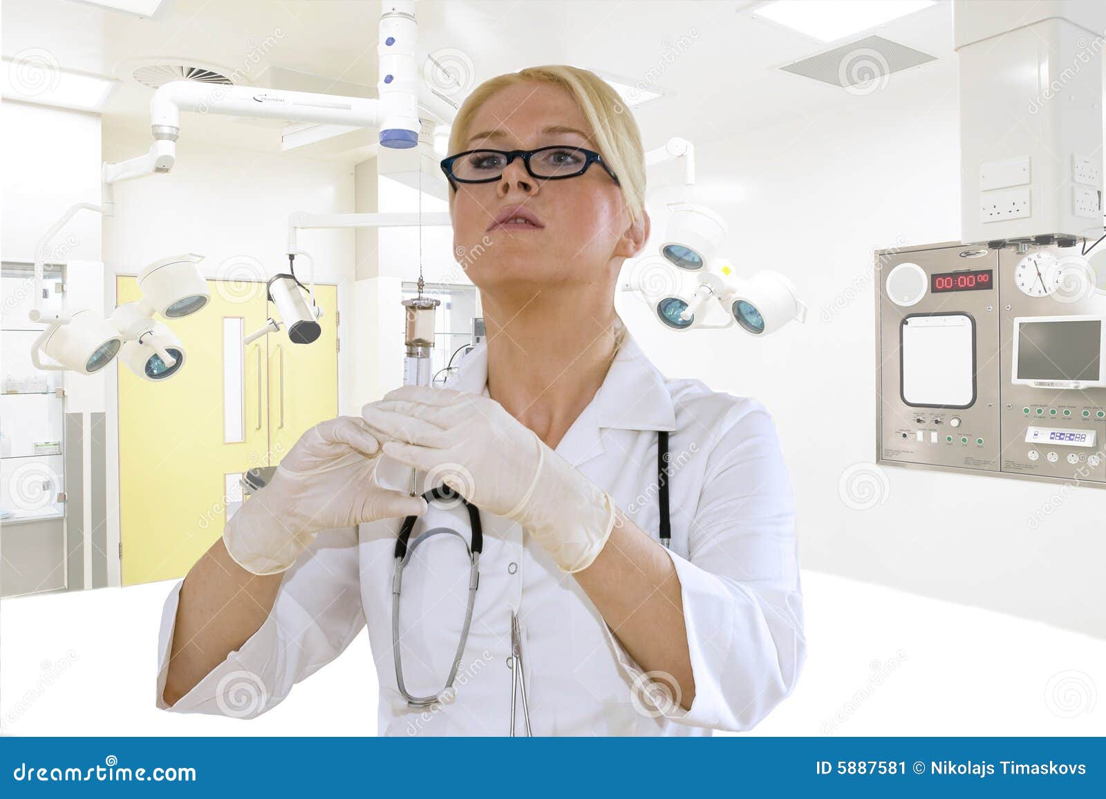A Young Female Doctor in the Operating Room Stock Image - Image of ...