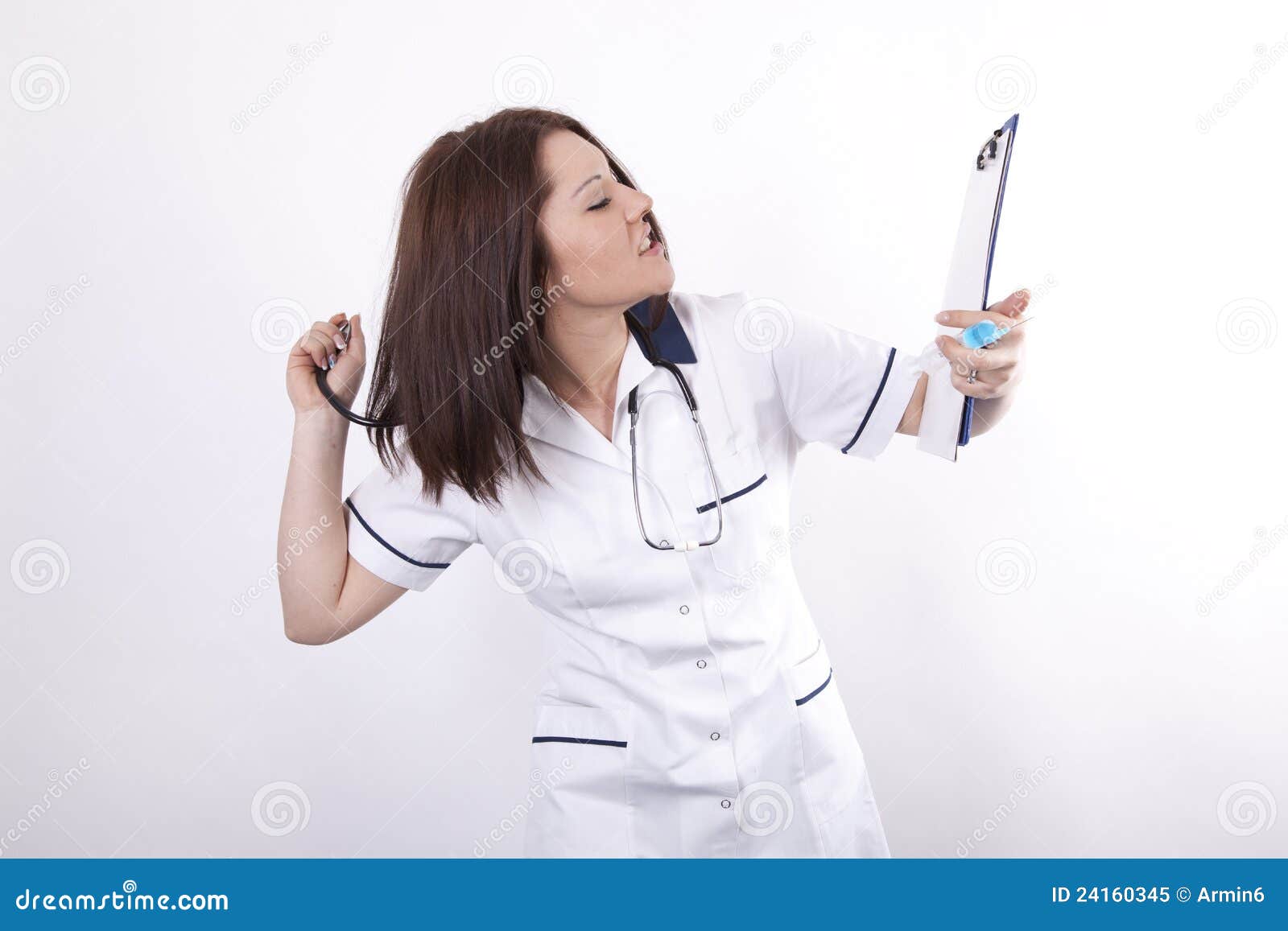 Young Female Doctor Stressed Stock Image - Image of diagnosis, happy ...