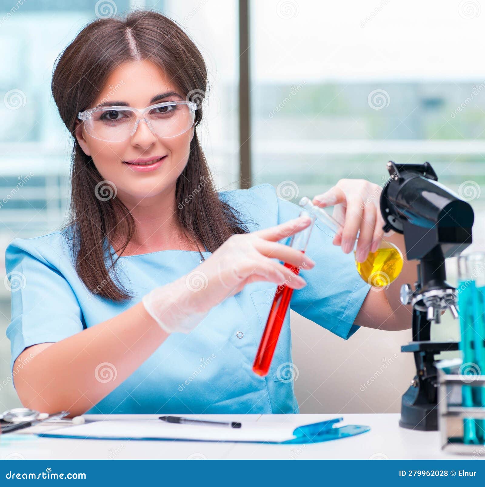Young Female Doctor Working in the Lab Stock Photo - Image of chemist ...