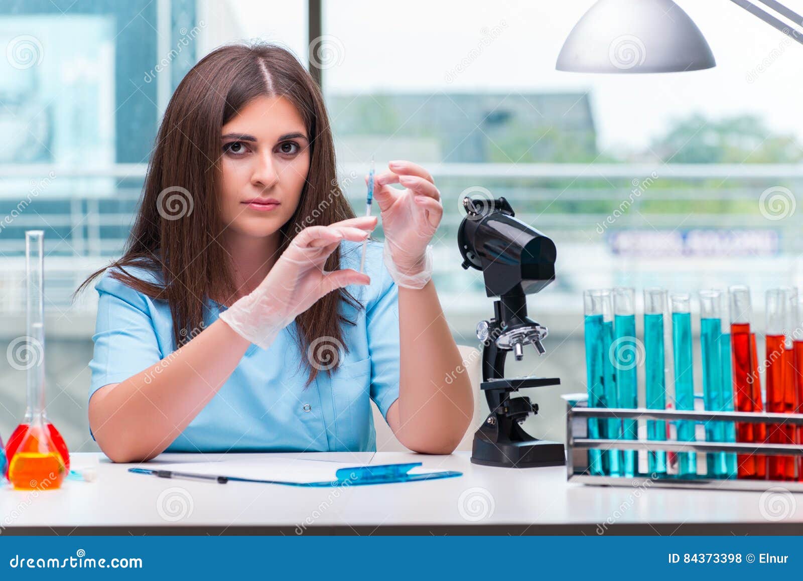 The Young Female Doctor Working in the Lab Stock Photo - Image of ...