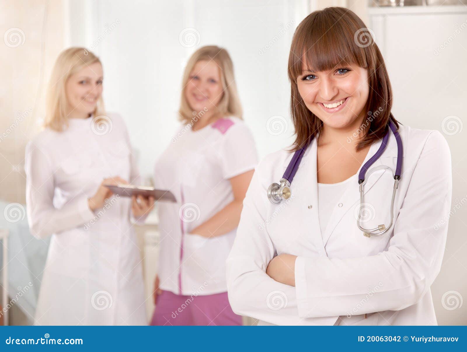 Young Female Doctors Team in Hospital Stock Photo - Image of physician ...