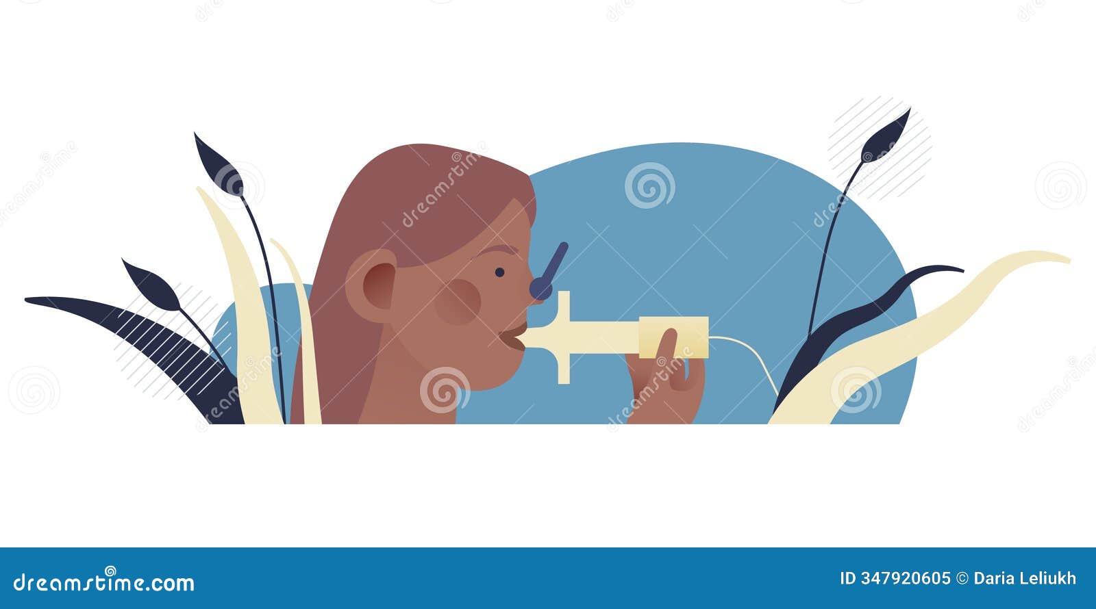 Young Female Doing Pulmonary Function Test on Abstract Background. Lung ...