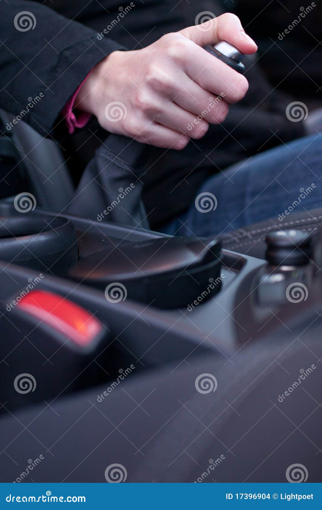 Young Female Driver Using Handbrake Stock Photo - Image of move ...