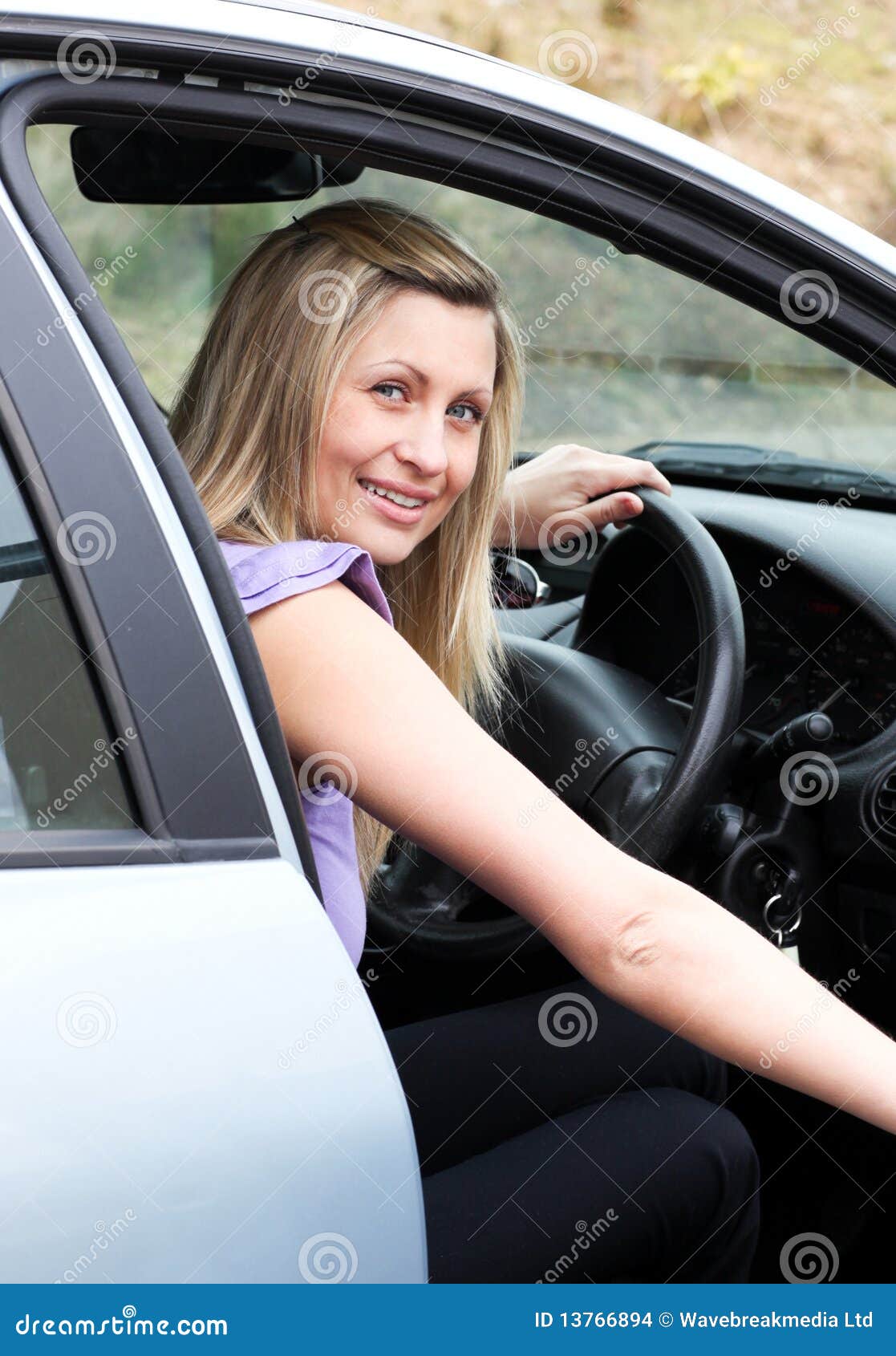 Young Female Driver at the Wheel Stock Photo - Image of driving, happy ...